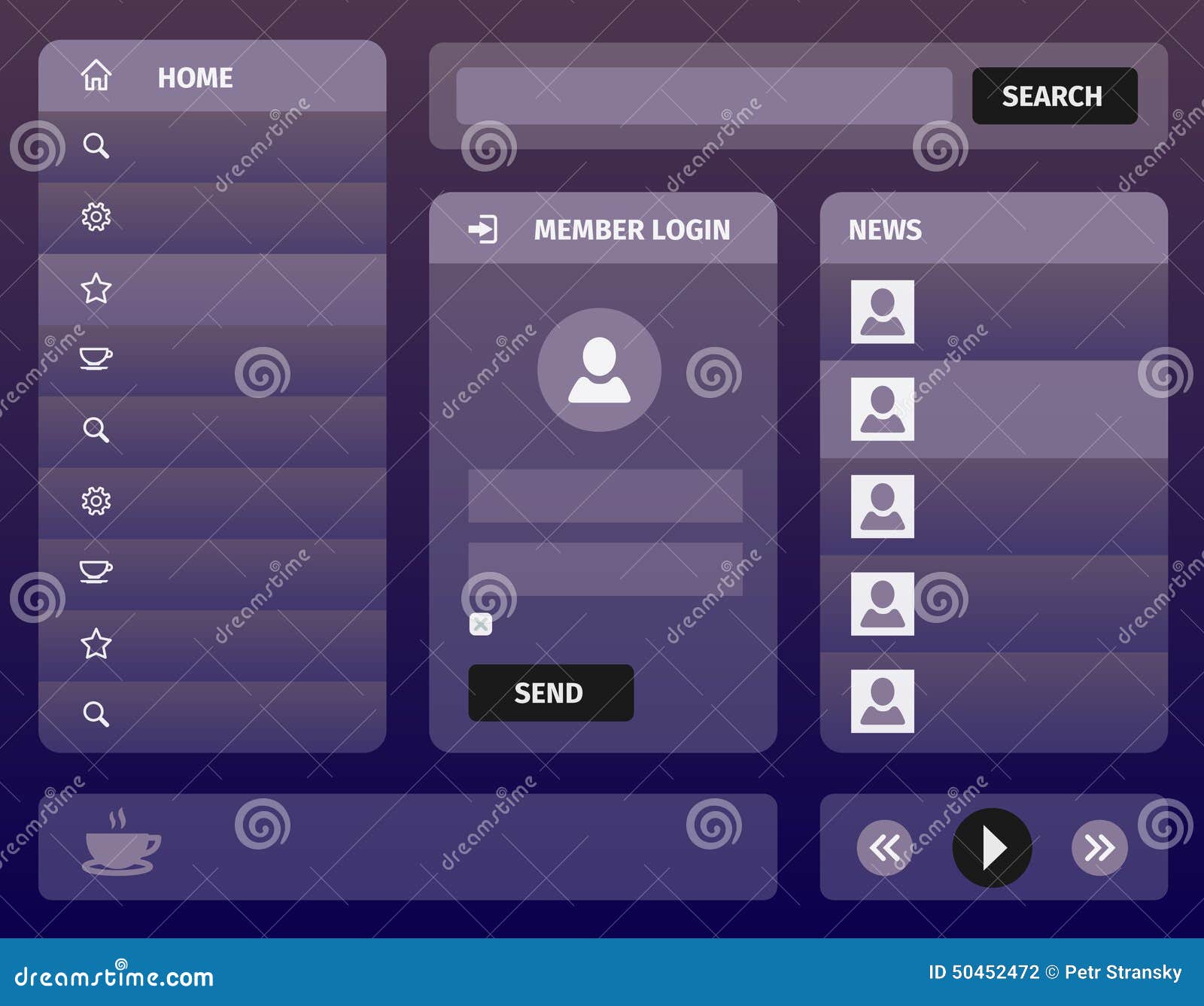 Modern Purple Mobile User Interface Design Stock Vector Illustration