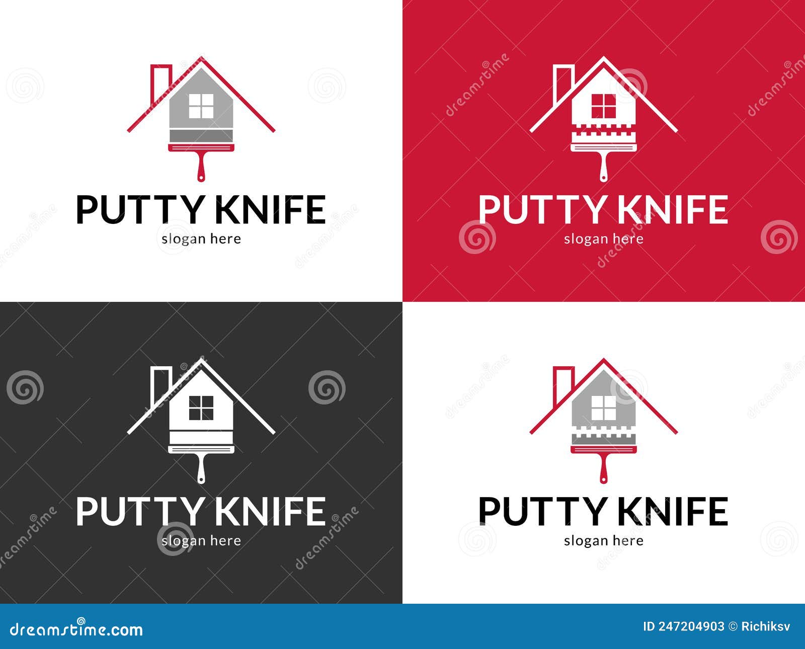 Modern Putty Knifes Logo Cartoon Vector | CartoonDealer.com #247204903
