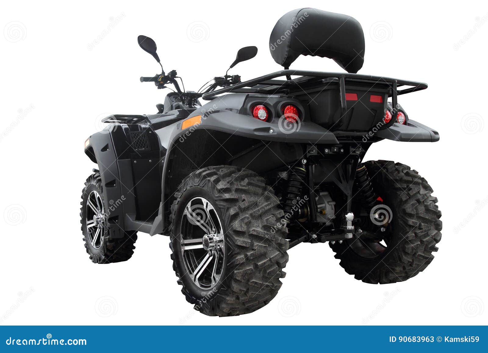 The Modern Quad Bike Isolated on a White Background. Rear View. Stock ...
