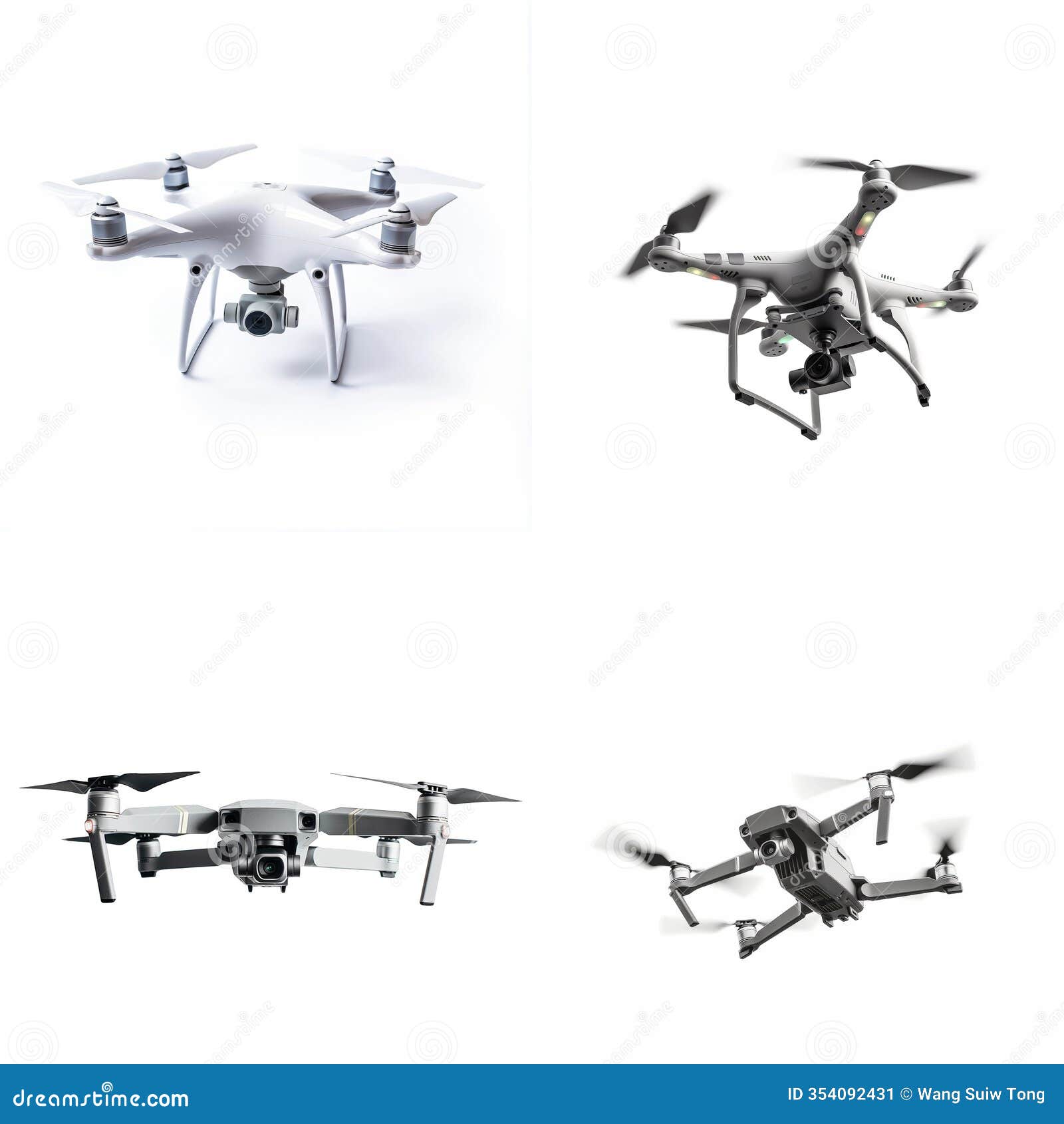 Modern Quadcopter Drones on Transparent Background Stock Illustration ...