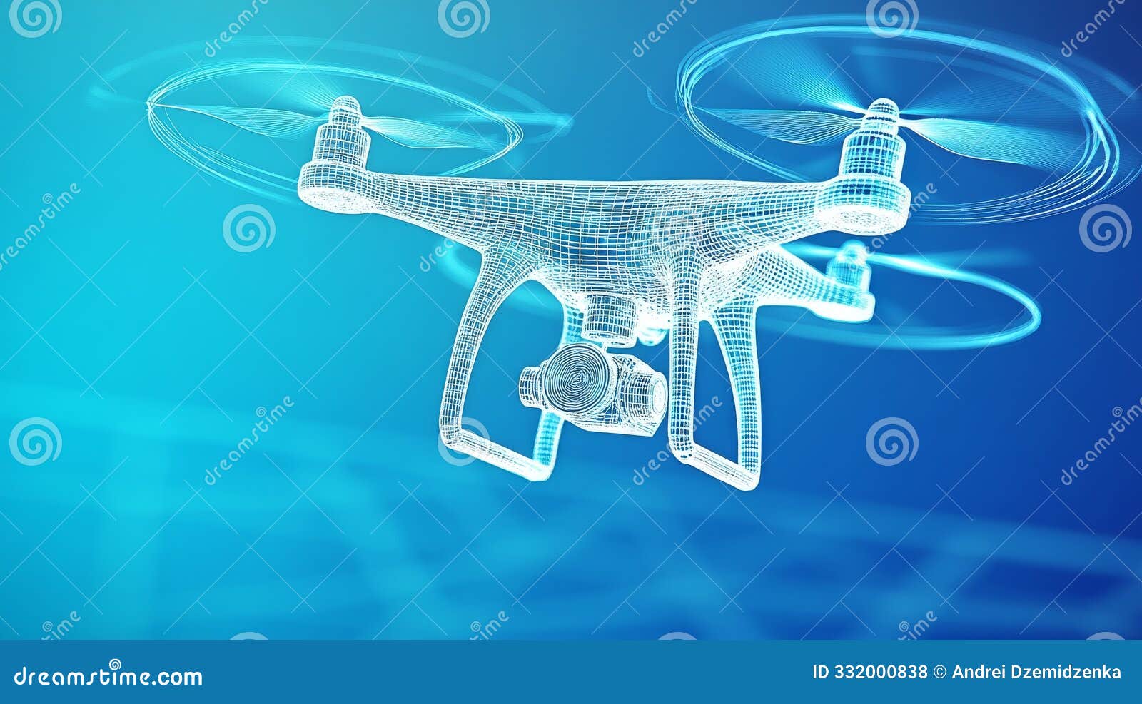 Modern Quadcopter Line Blueprint Wireframe Stock Illustration ...
