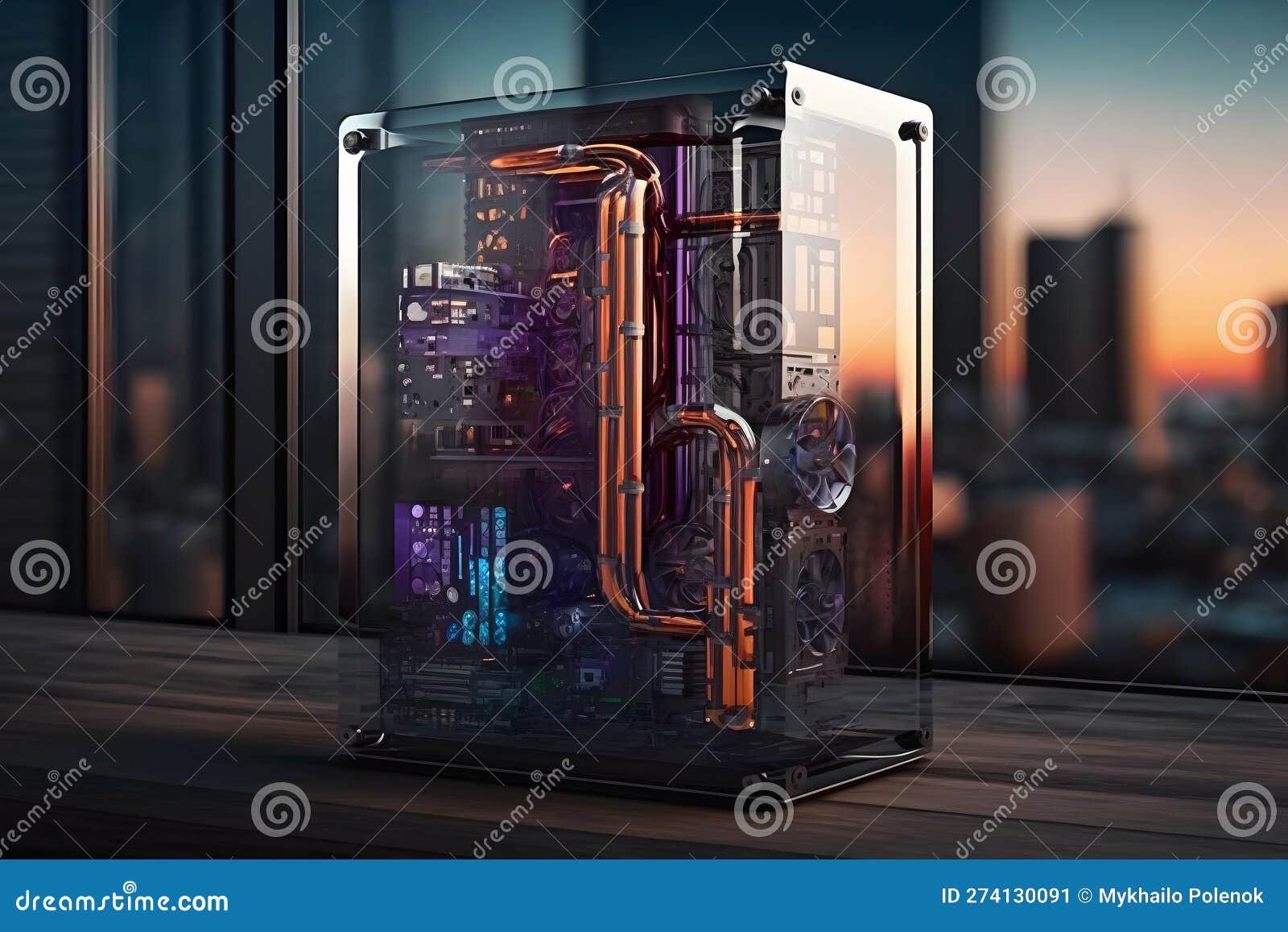 Modern Quantum Computer in a Glass Case. Neural Network AI Generated ...