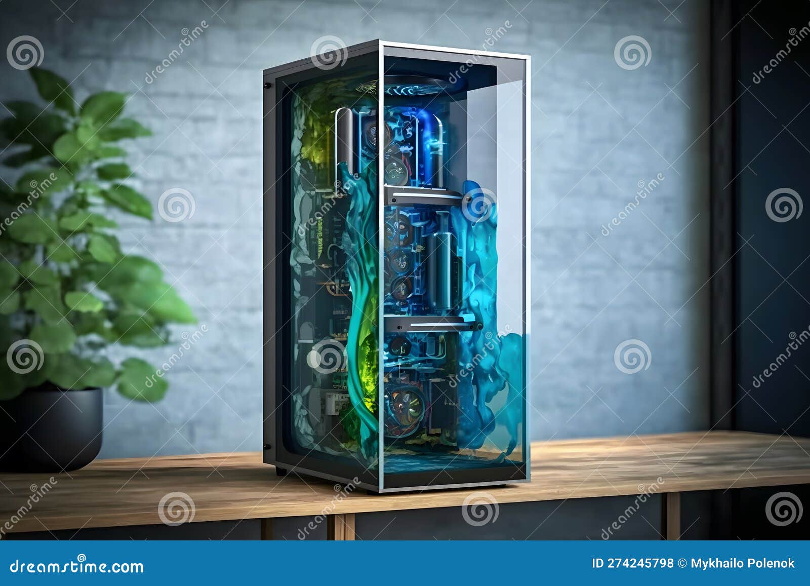 Modern Quantum Computer in a Glass Case. Neural Network AI Generated ...