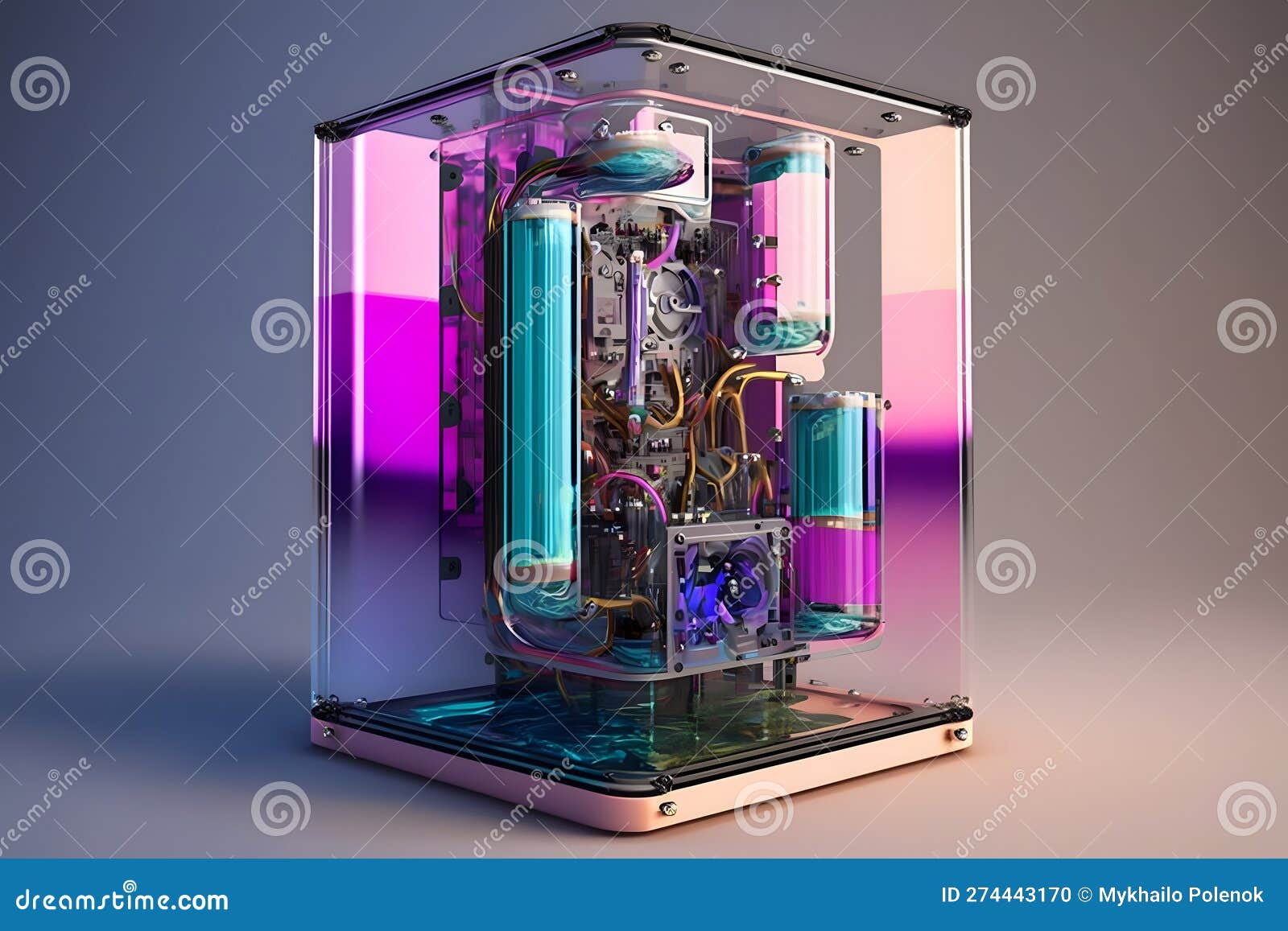 Modern Quantum Computer in a Glass Case. Neural Network AI Generated ...