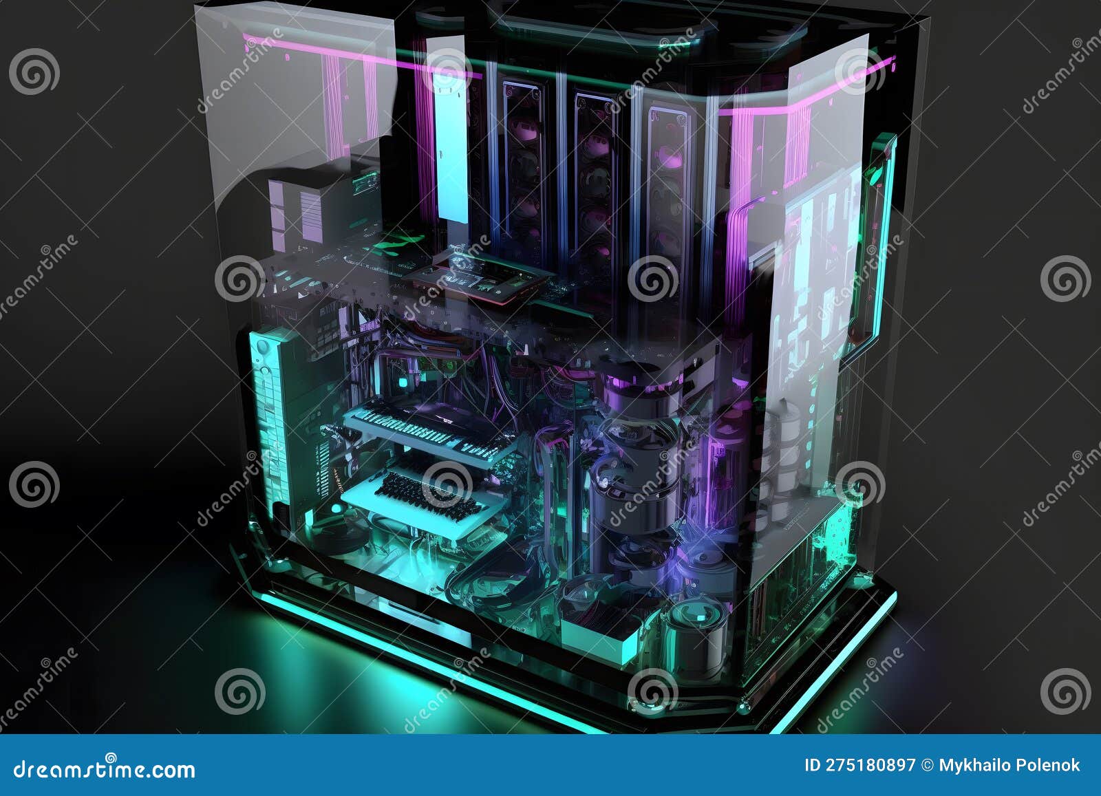 Modern Quantum Computer in a Glass Case. Neural Network AI Generated ...