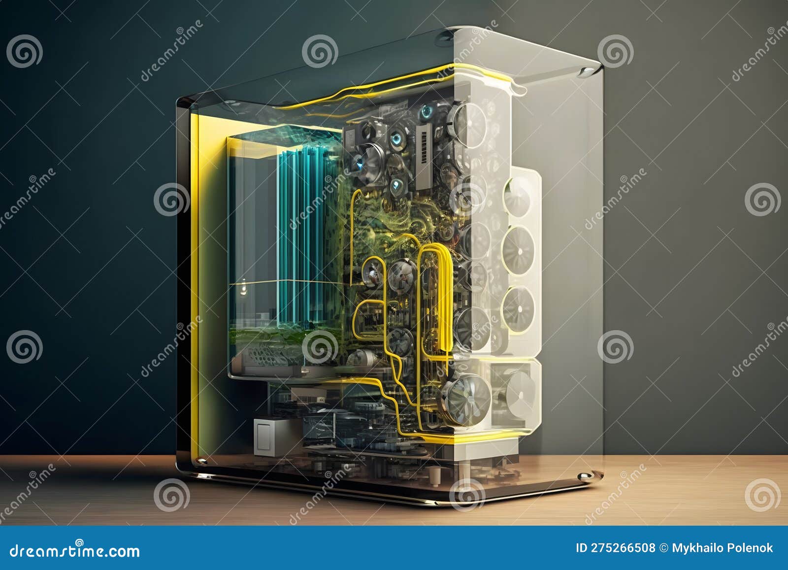 Modern Quantum Computer in a Glass Case. Neural Network AI Generated ...