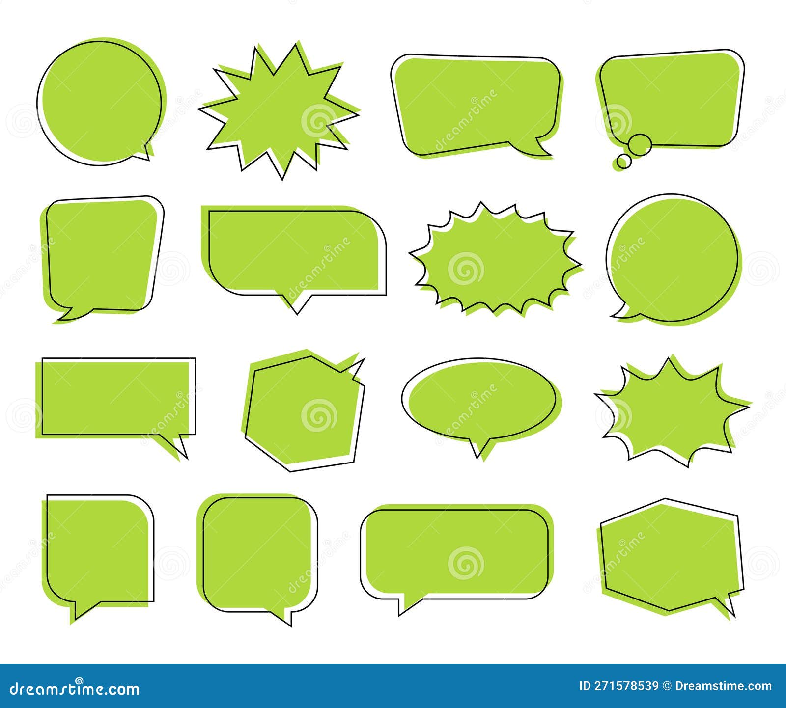 Set Of Modern Quote Bubbles, Comment Template. Various Frames, Thin ...