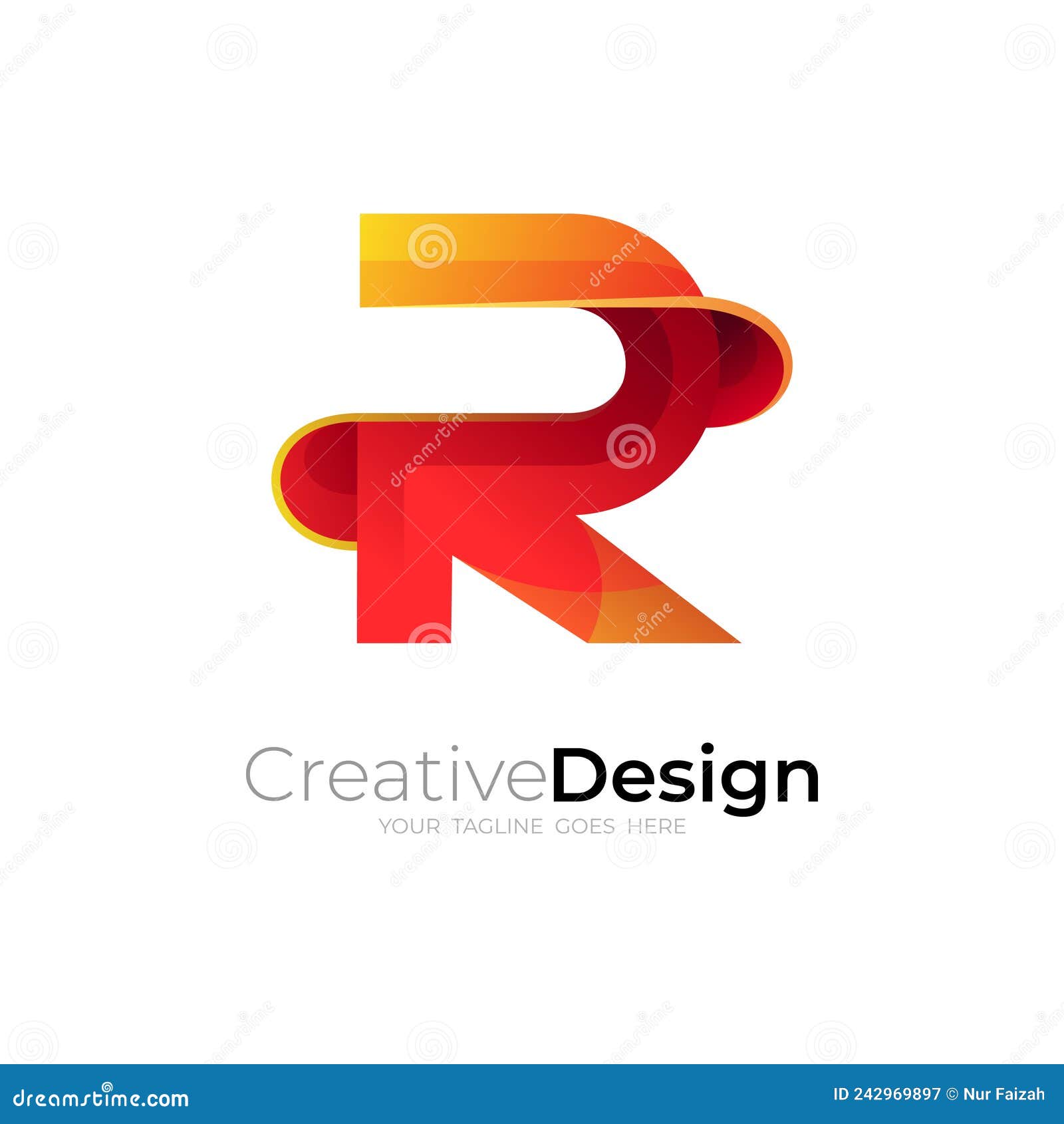 Modern R Logo with 3d Colorful, Red Color Stock Vector - Illustration ...