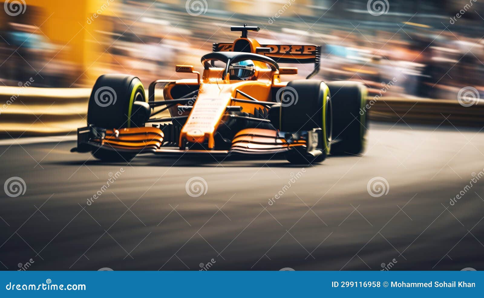 Modern Racing Car in Formula 1 Racetrack Blurry Background Stock Photo ...