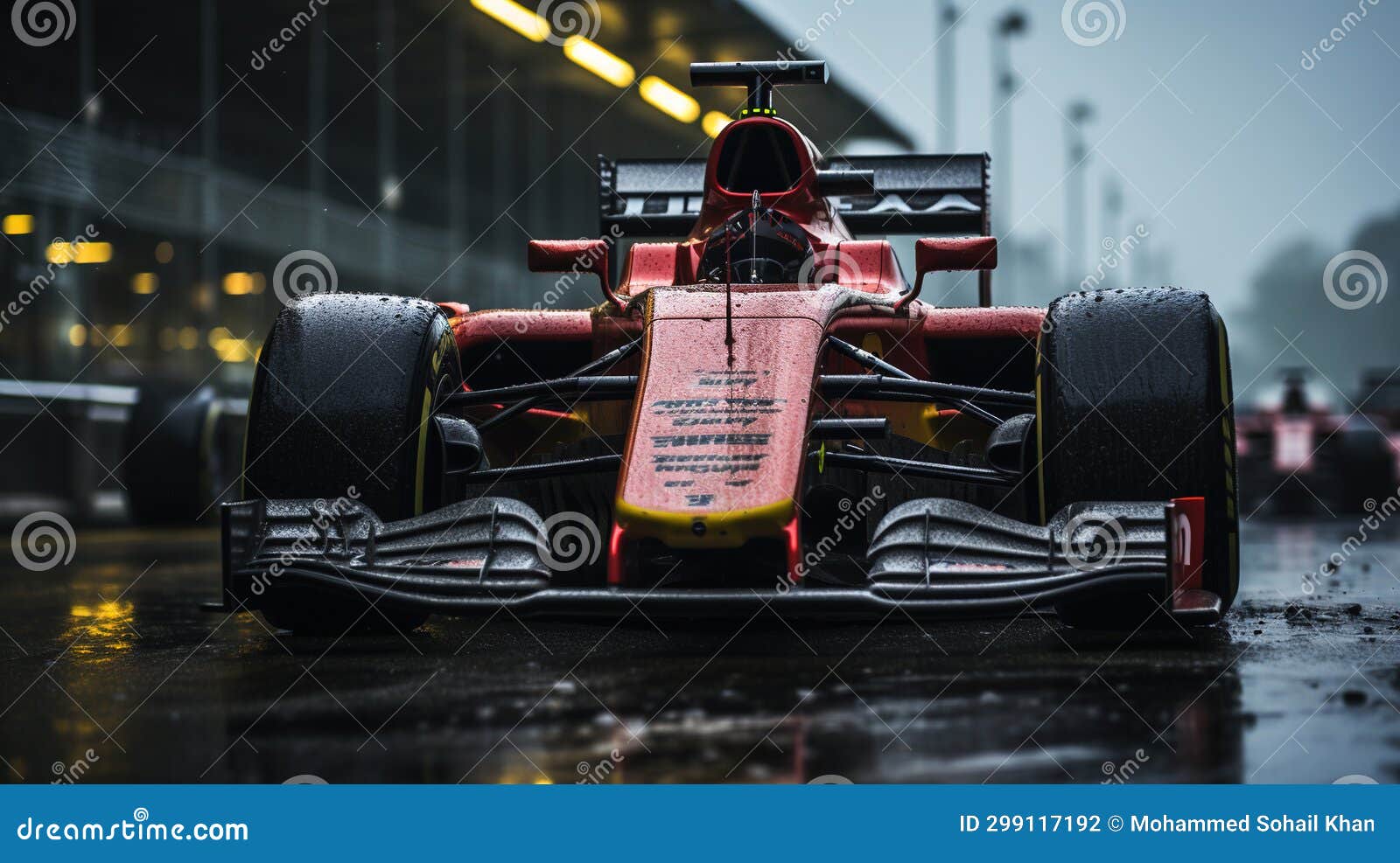 Modern Racing Car in Formula 1 Racetrack Blurry Background Stock Photo ...