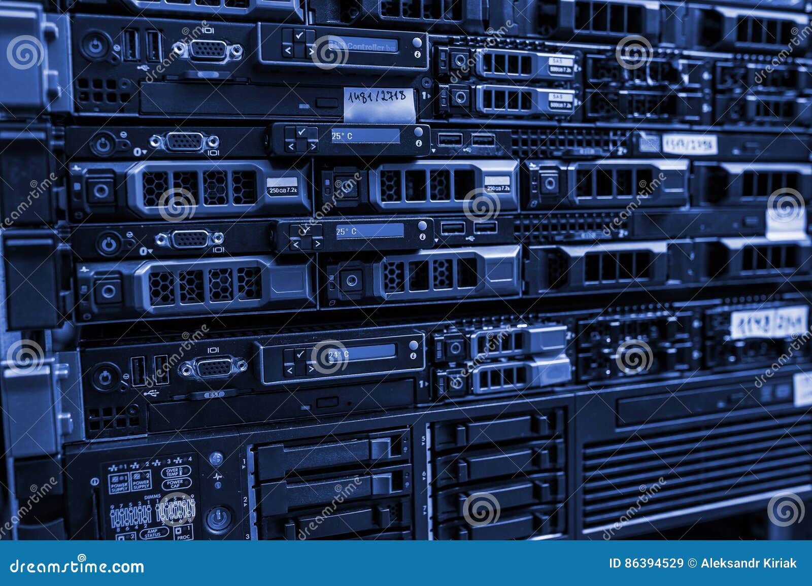 Rackmount LED Console in Server Room Data Center Stock Image - Image of ...