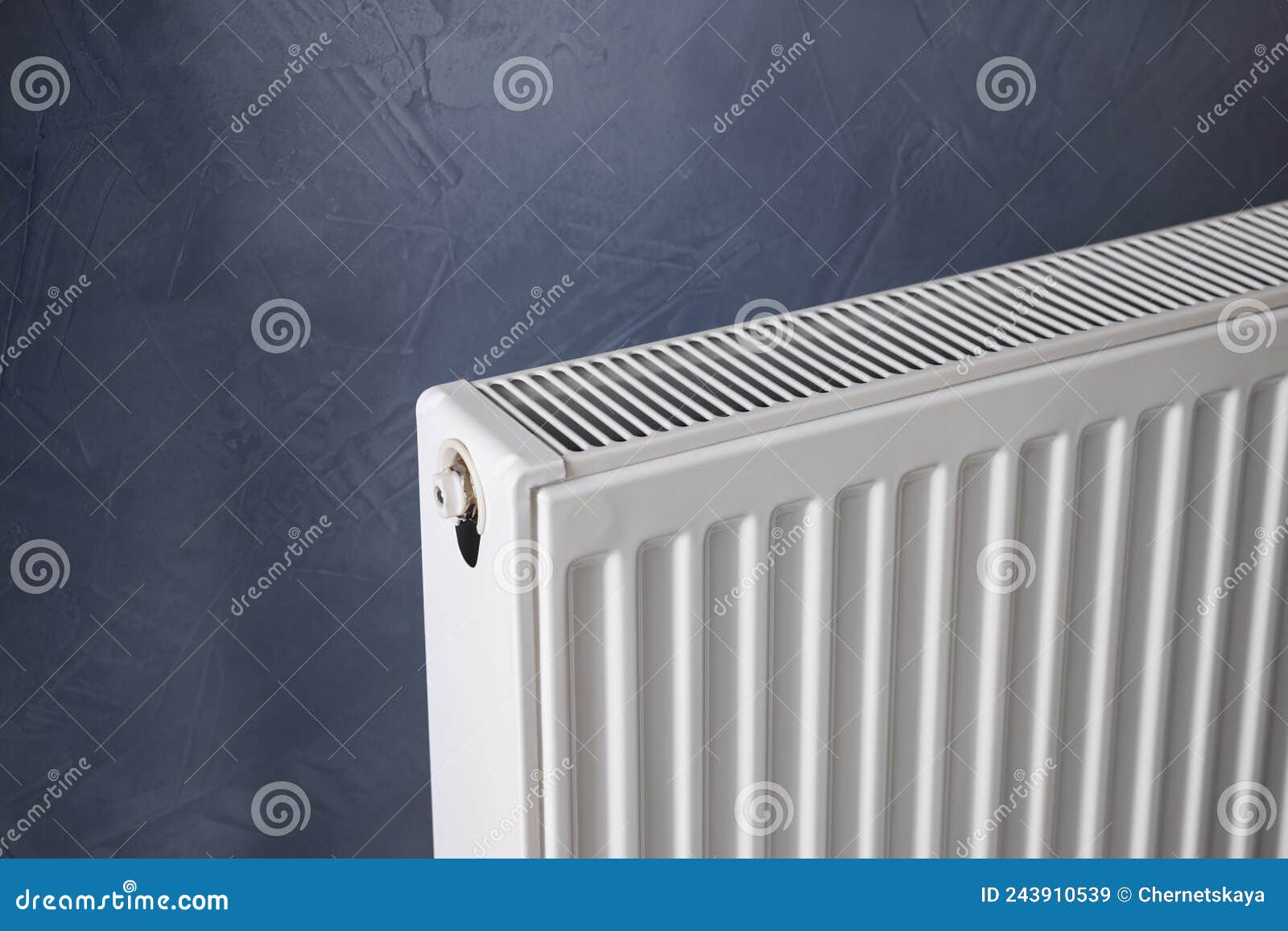 Modern Radiator on Grey Wall, Closeup. Central Heating System Stock ...