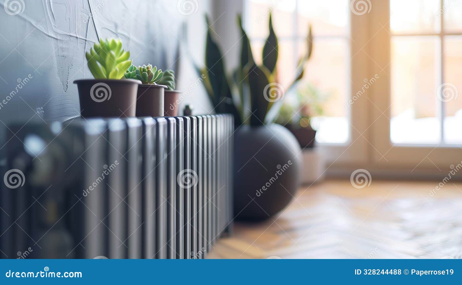 Modern Radiator at Home. Central Heating System Stock Photo - Image of ...