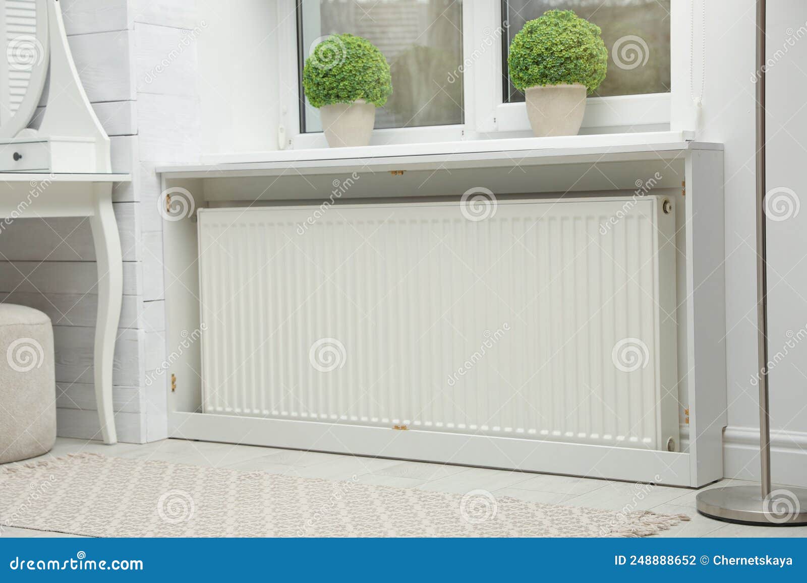 Modern Radiator at Home. Central Heating System Stock Photo - Image of ...