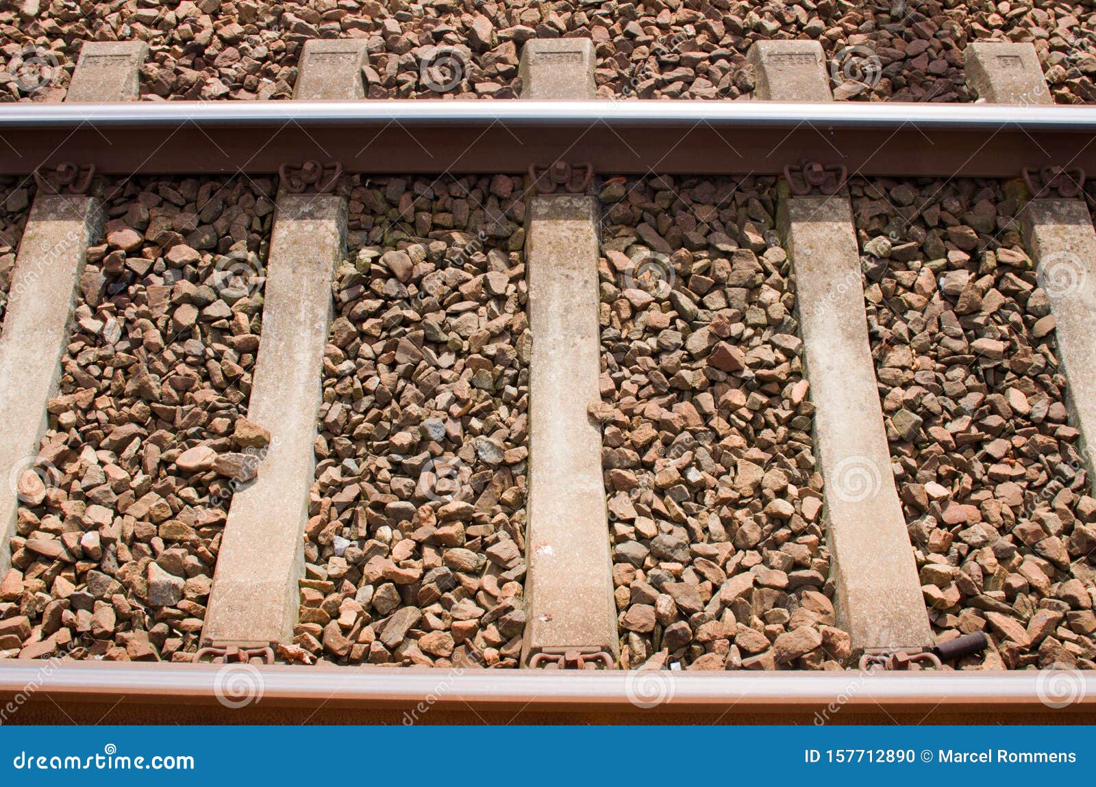 Modern rail track stock photo. Image of rusty, path - 157712890