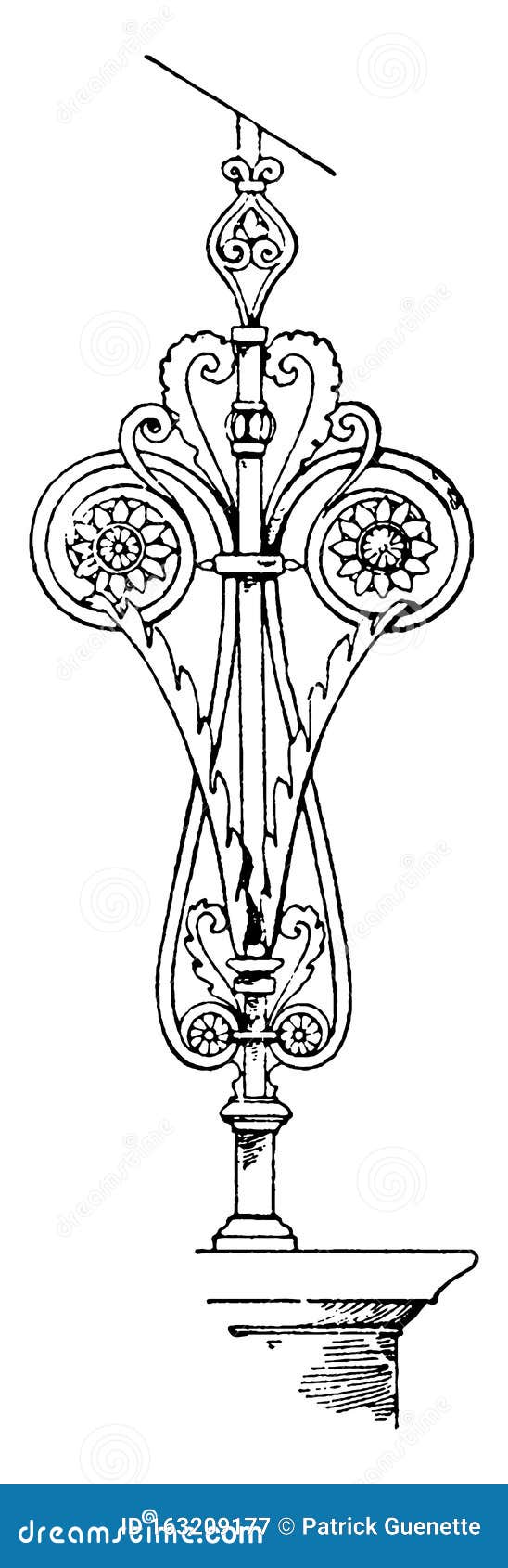 Modern Railing Post, Side and Top, Vintage Engraving Stock Vector ...