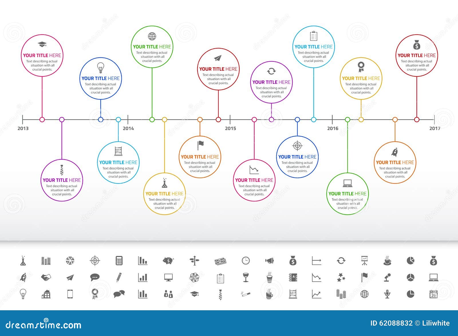 Modern Rainbow Timeline with Circle Milestones and Stock Vector ...