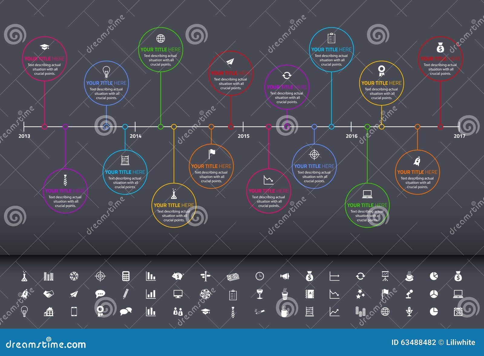Modern Rainbow Timeline with Circle Milestones and Stock Vector ...