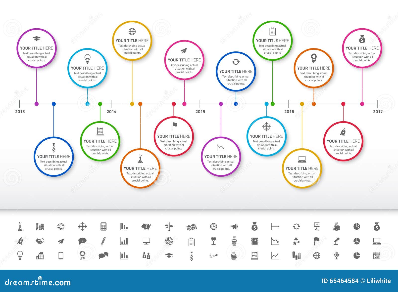 Modern Rainbow Timeline with Circle Milestones and Stock Vector ...