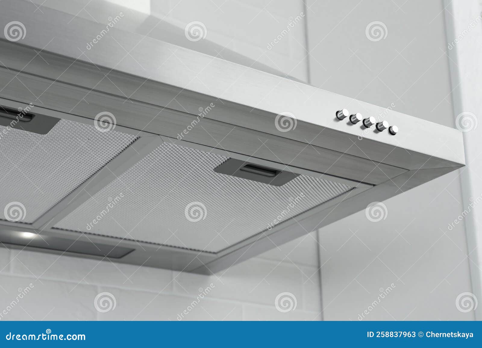 Modern Range Hood in Kitchen, Closeup View Stock Image - Image of ...