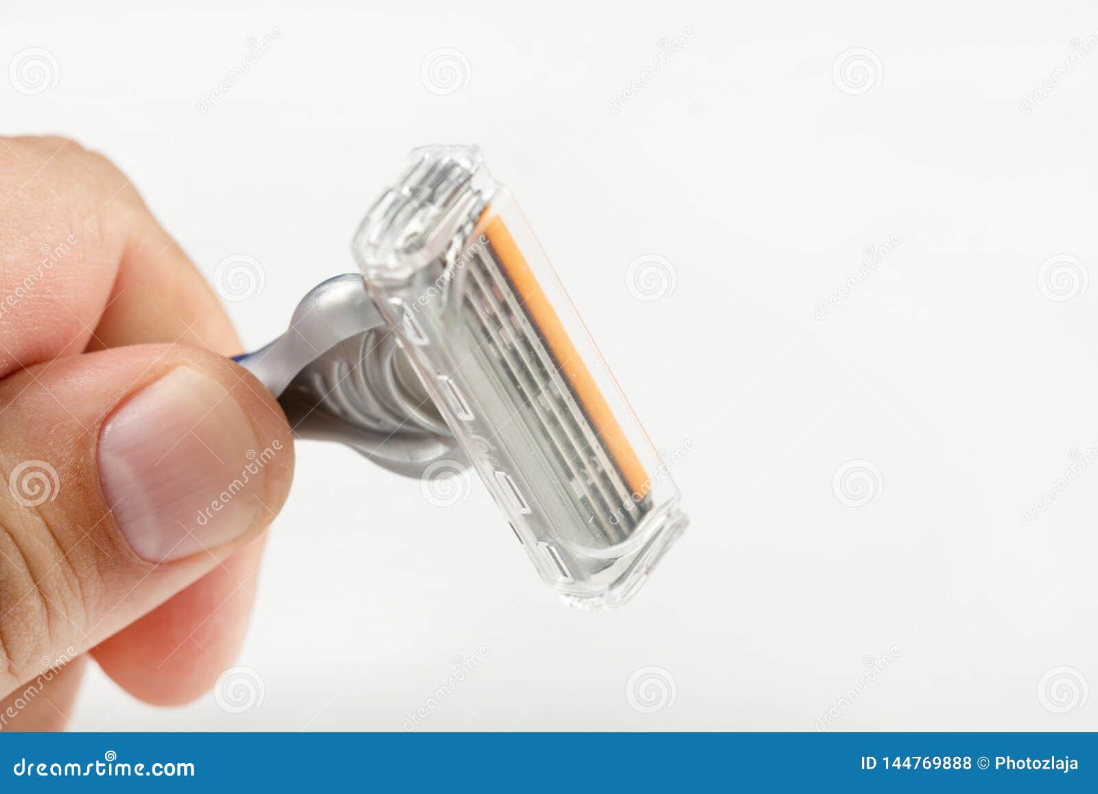 Modern Razor Blade with Three Razors in the Hand Stock Photo - Image of ...