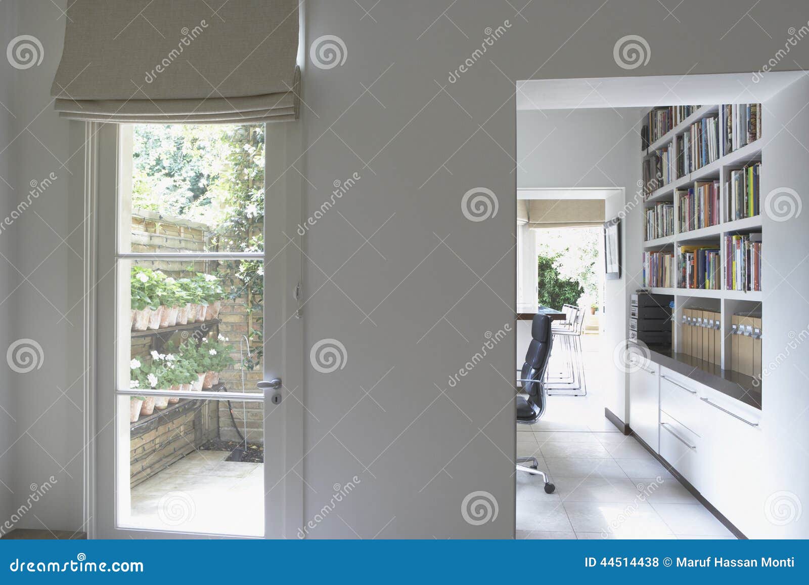 Modern Reading Room Interior Stock Photo - Image of design, bookshelf ...