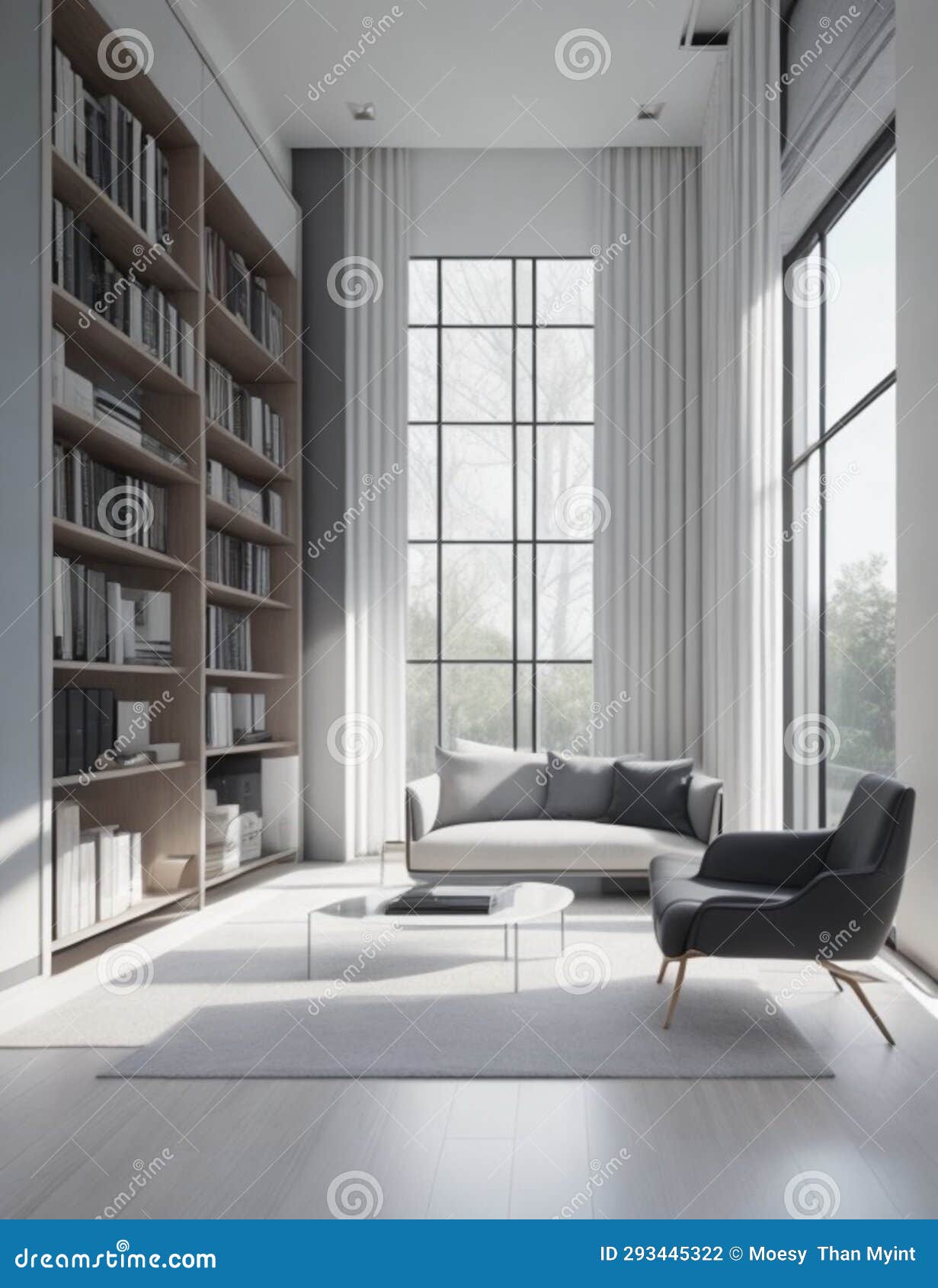 Modern reading room stock photo. Image of apartment - 293445322