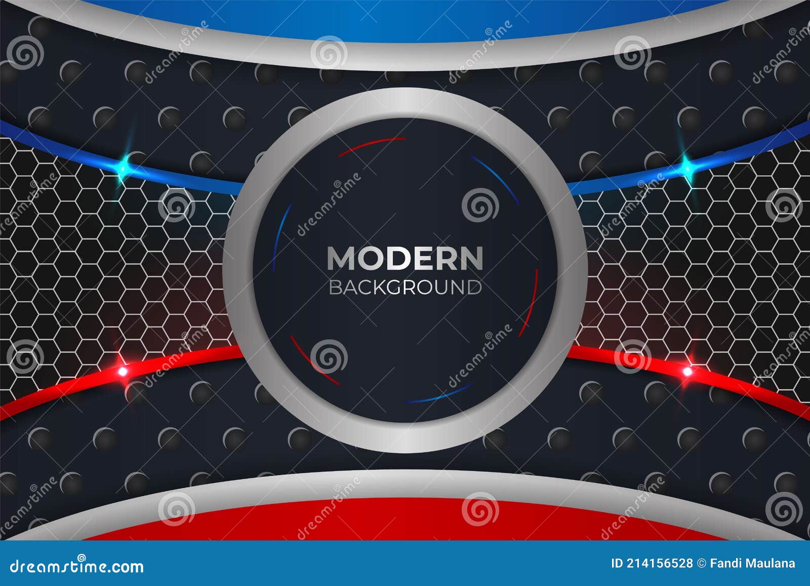 Modern Realistic Circle Blue and Red Background with Glossy Metallic ...
