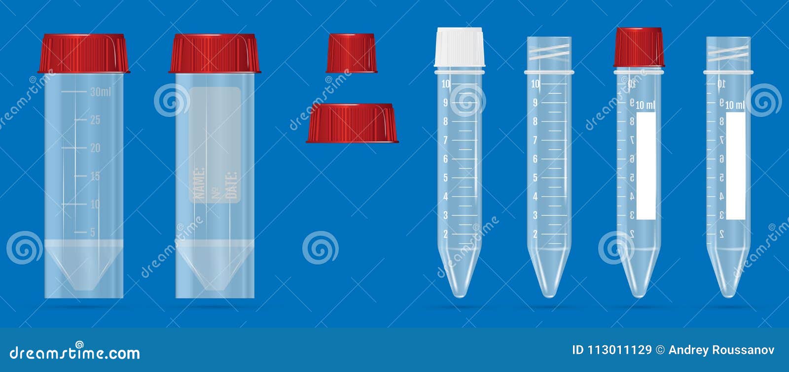 Modern Realistic 3d Test-tubes on a Blue Background. Vector ...