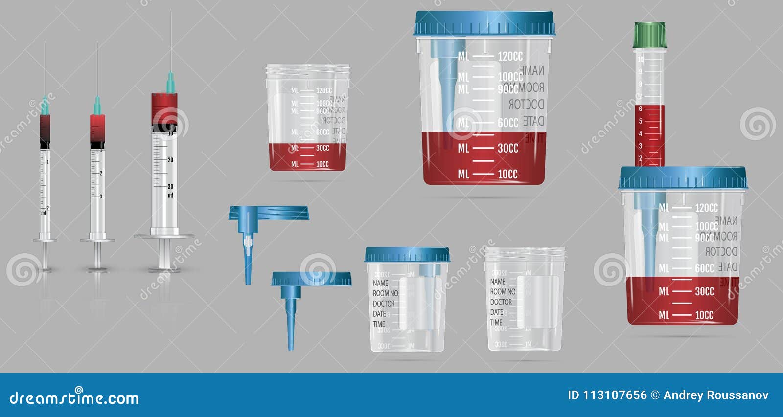 Modern Realistic 3d Vacuum Container with Lid and Needle for Blood ...