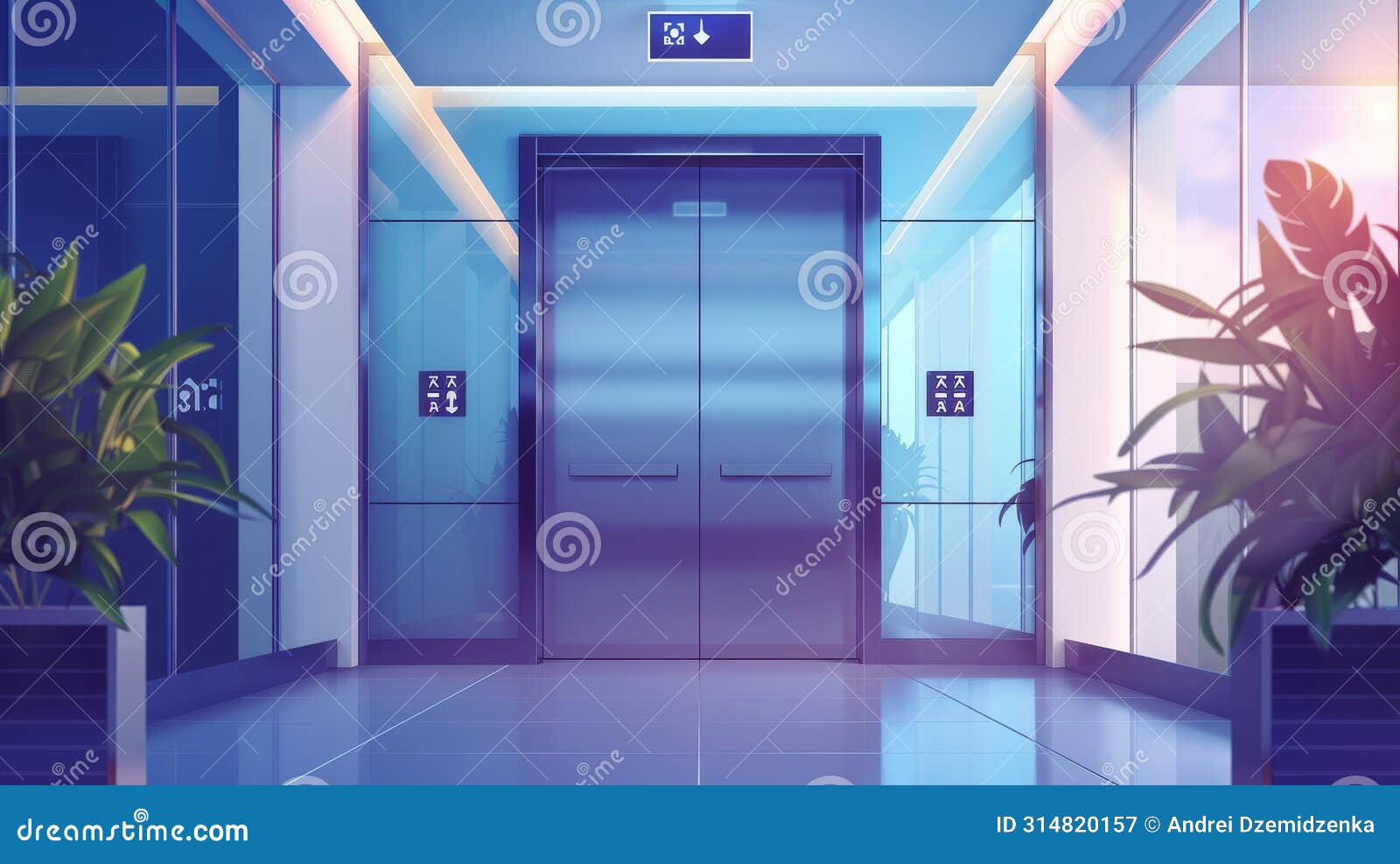 Modern Realistic Interior Of An Empty Passenger Elevator With Arrows Up ...