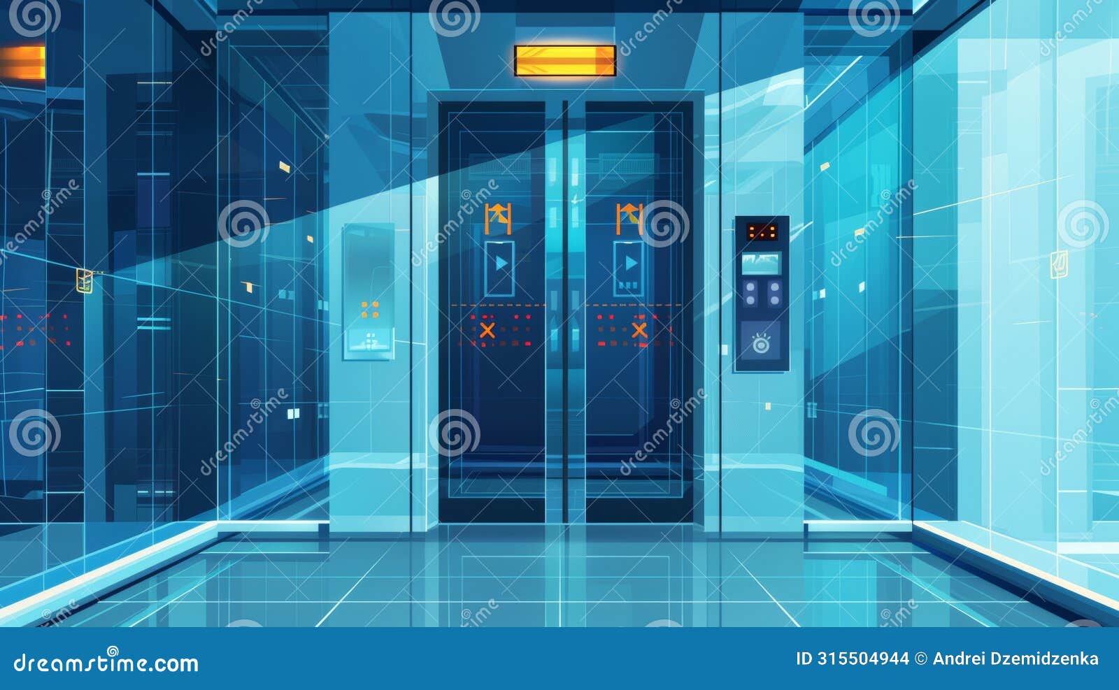 Modern Realistic Interior of a Passenger Elevator in an Office Building ...