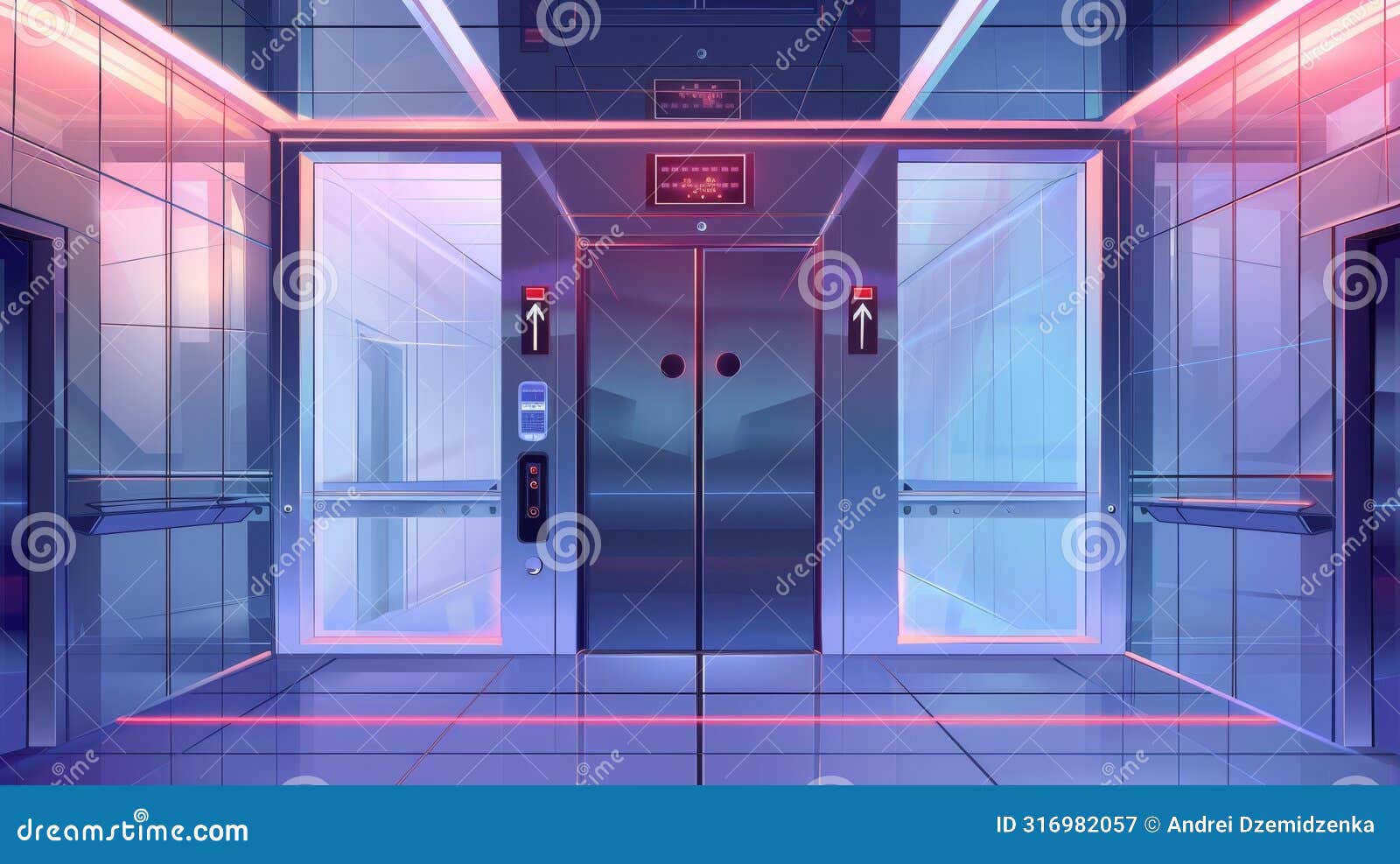 A Modern Realistic Interior of a Passenger Lift with Buttons Panel and ...