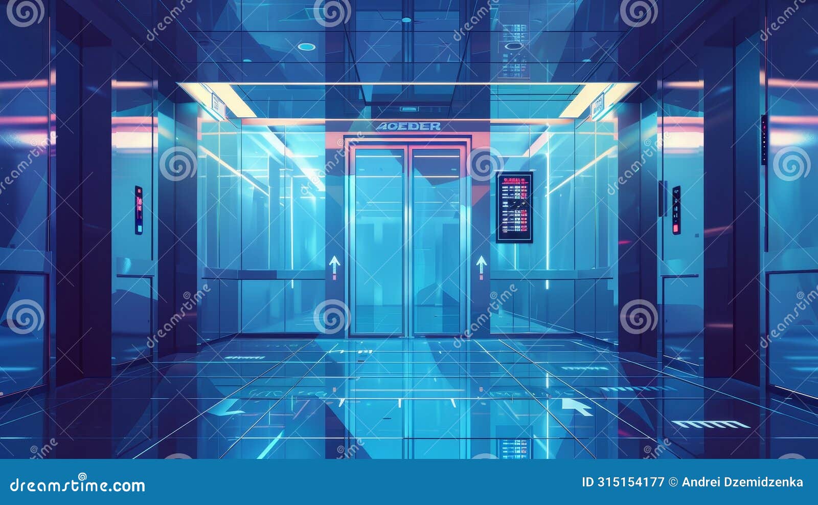 Modern Realistic Interior of a Passenger Lift in an Office Building ...