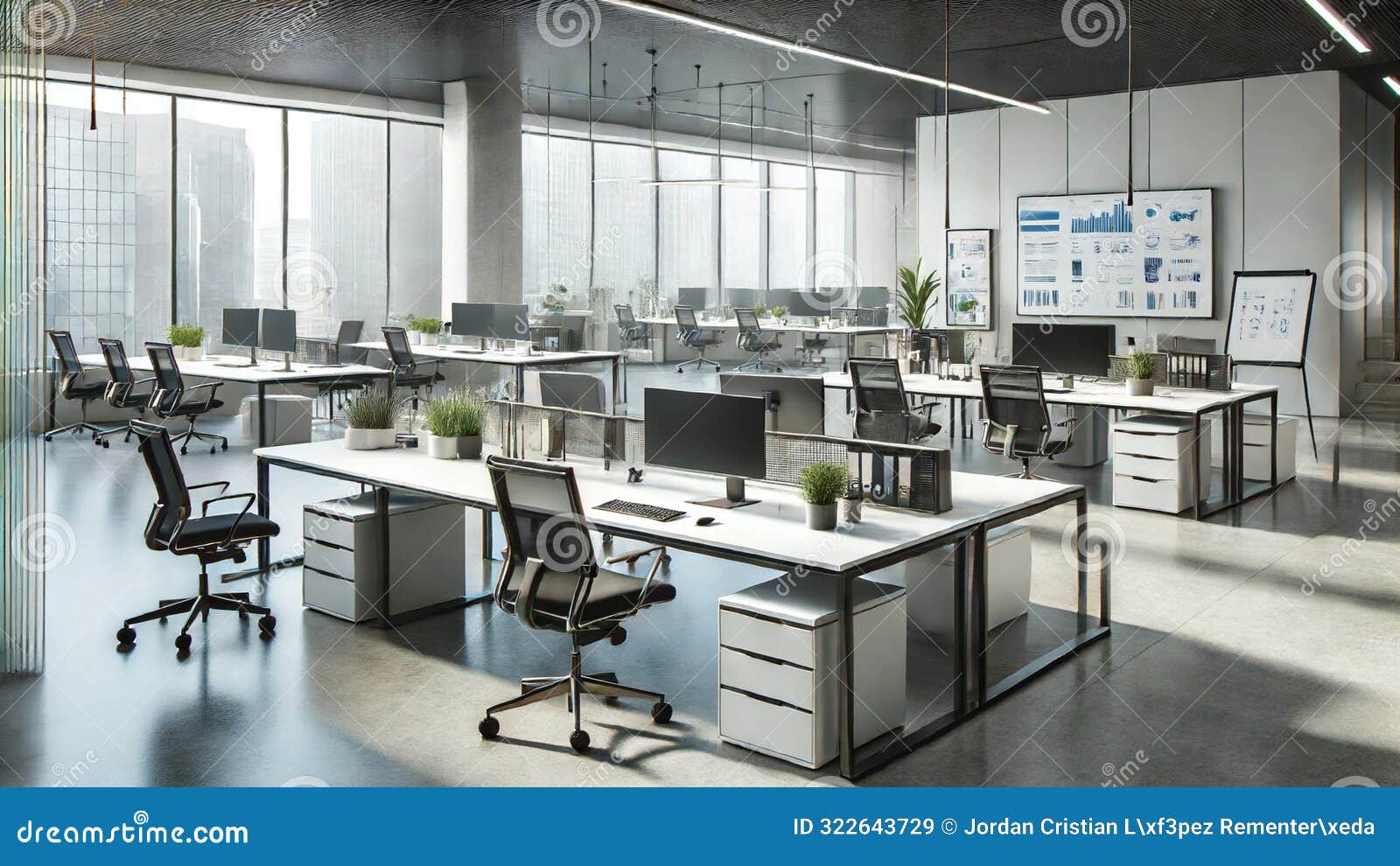 Modern Realistic Office Space without People Stock Illustration ...
