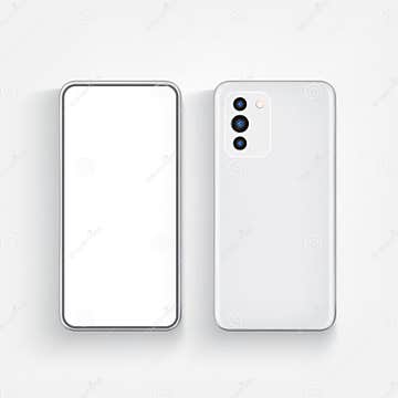 Modern Realistic Phone Front and Back View. White Screen Smartphone ...