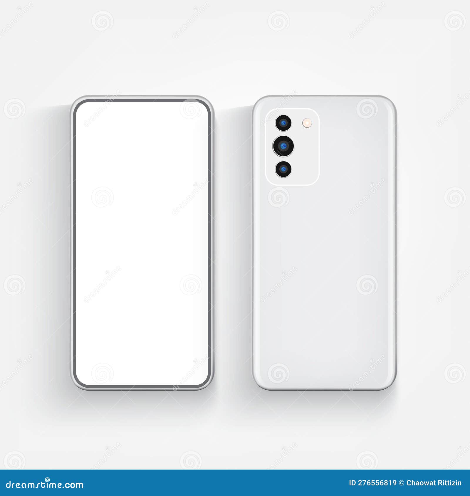 Modern Realistic Phone Front and Back View. White Screen Smartphone ...