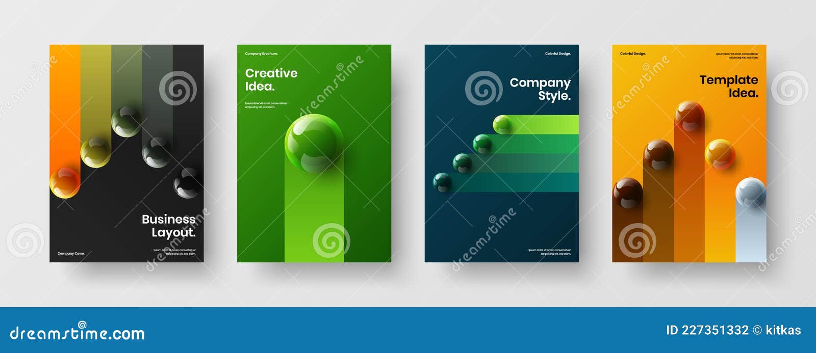 Modern Realistic Spheres Cover Template Set Stock Vector - Illustration ...