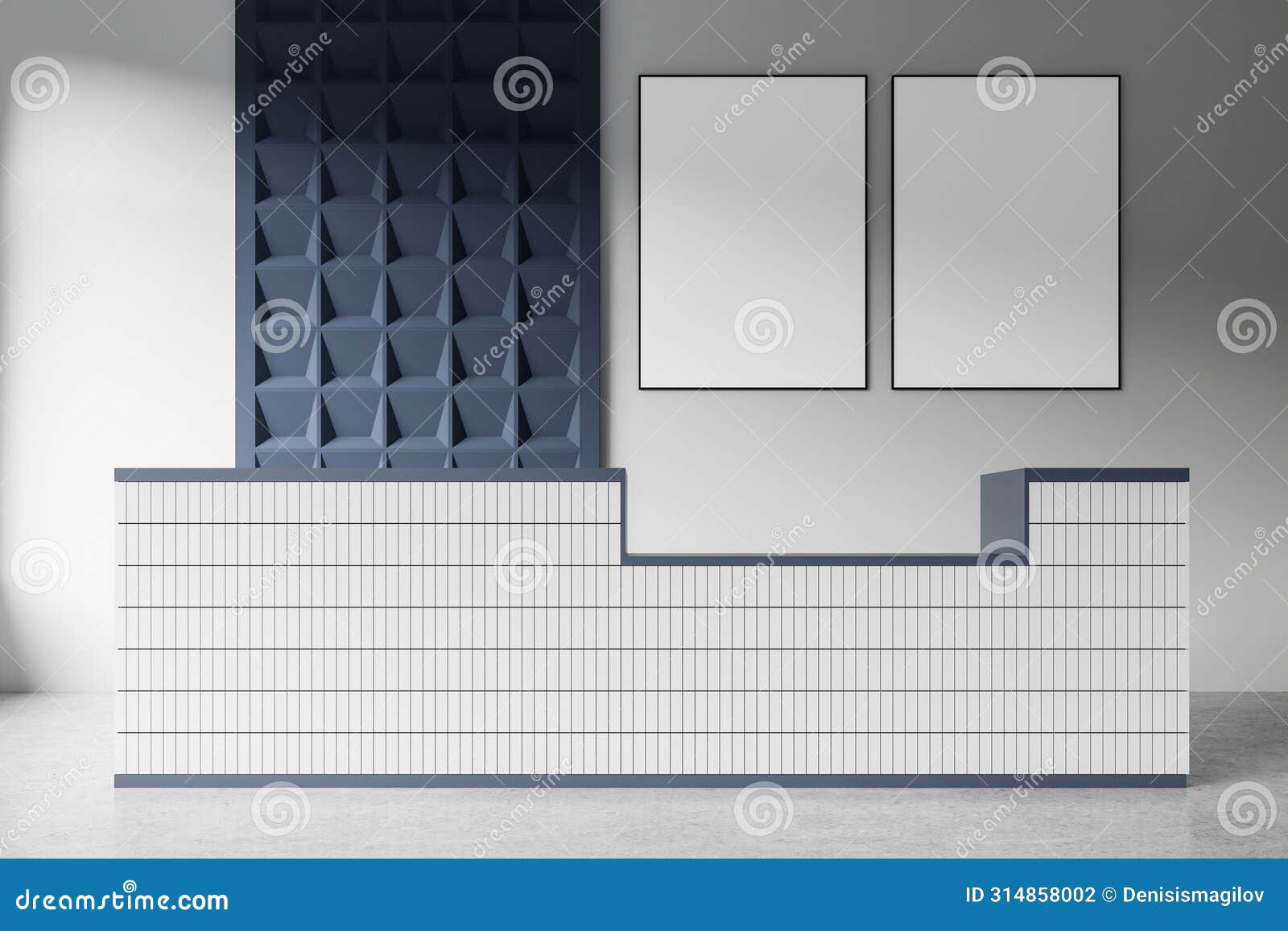 A Modern Reception Area with Blank Posters, Ideal for a Template or ...