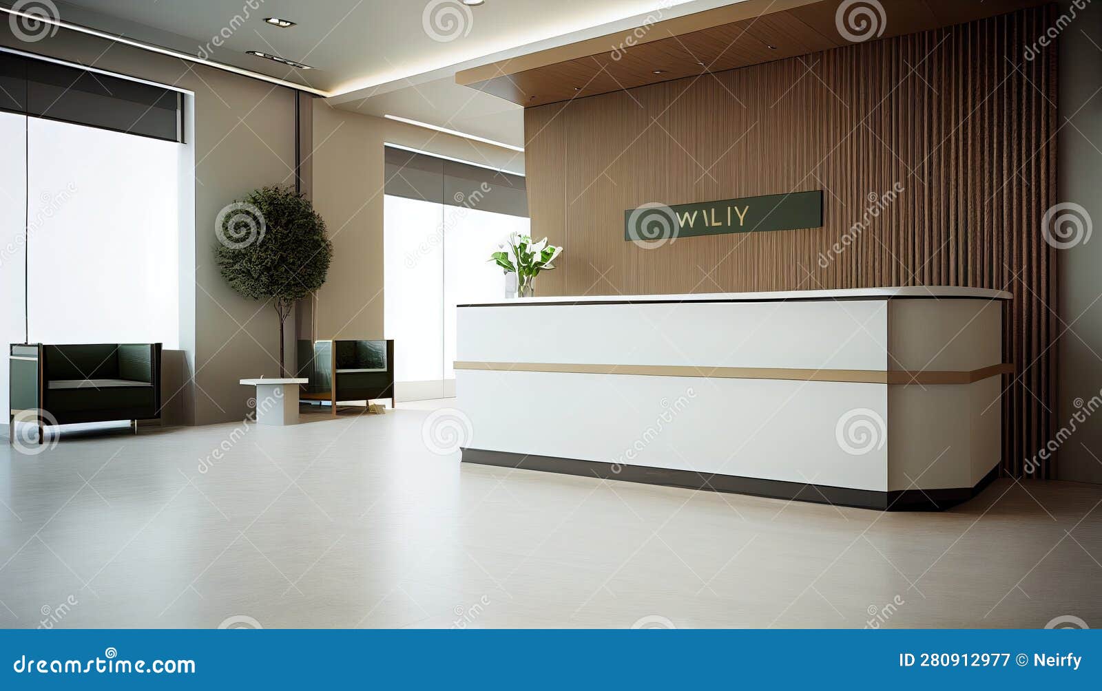 Modern reception area stock illustration. Illustration of corporate ...