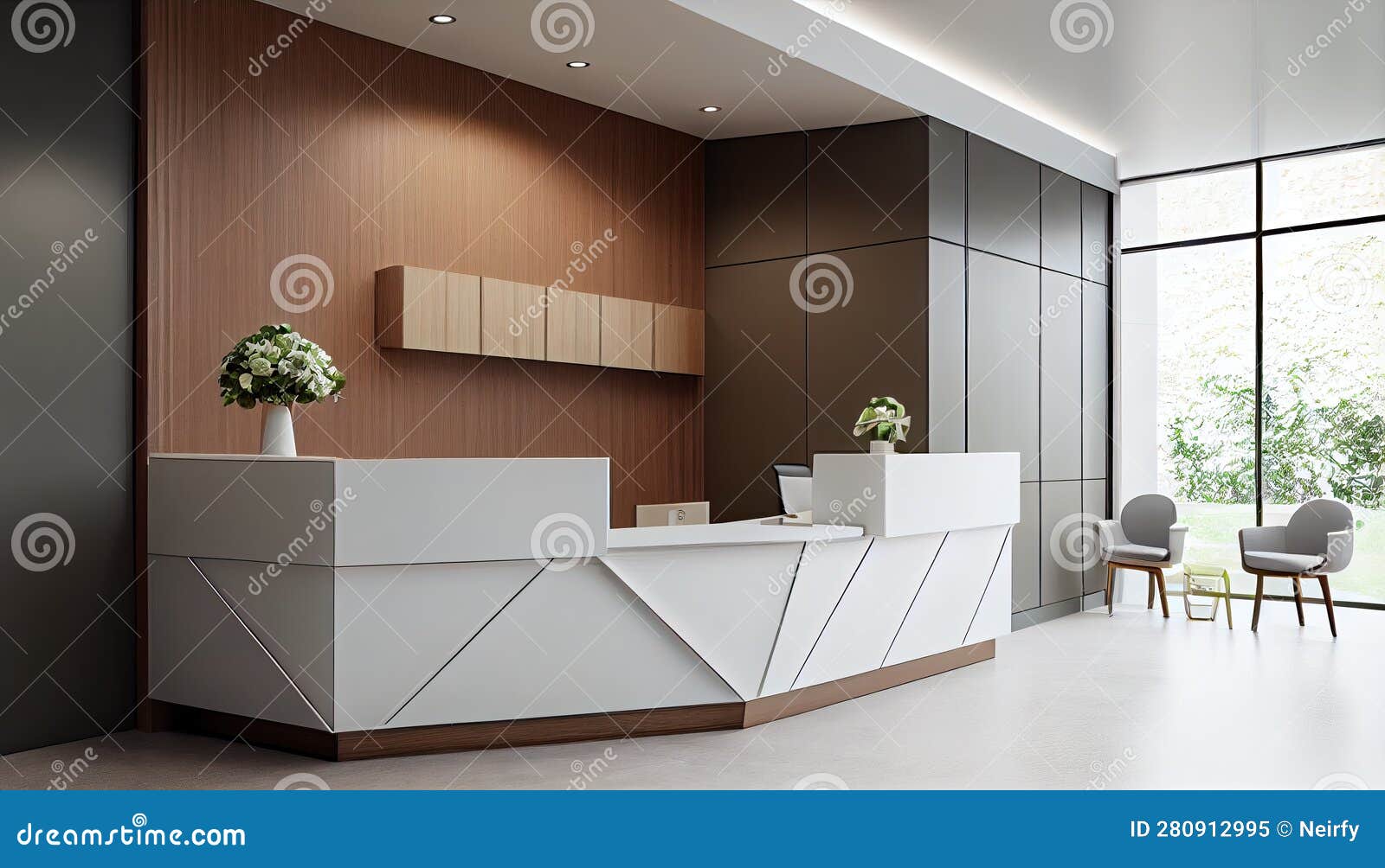 Modern reception area stock illustration. Illustration of hotel - 280912995