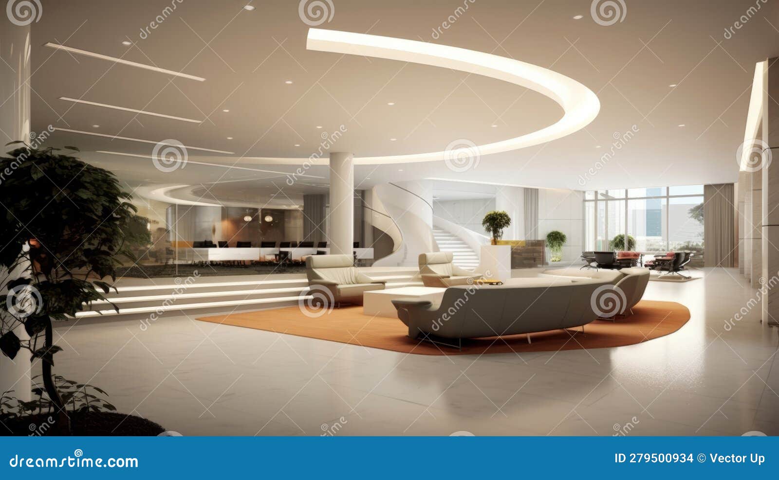Modern Reception Area Lobby Area Interior Design. Generative AI Stock ...