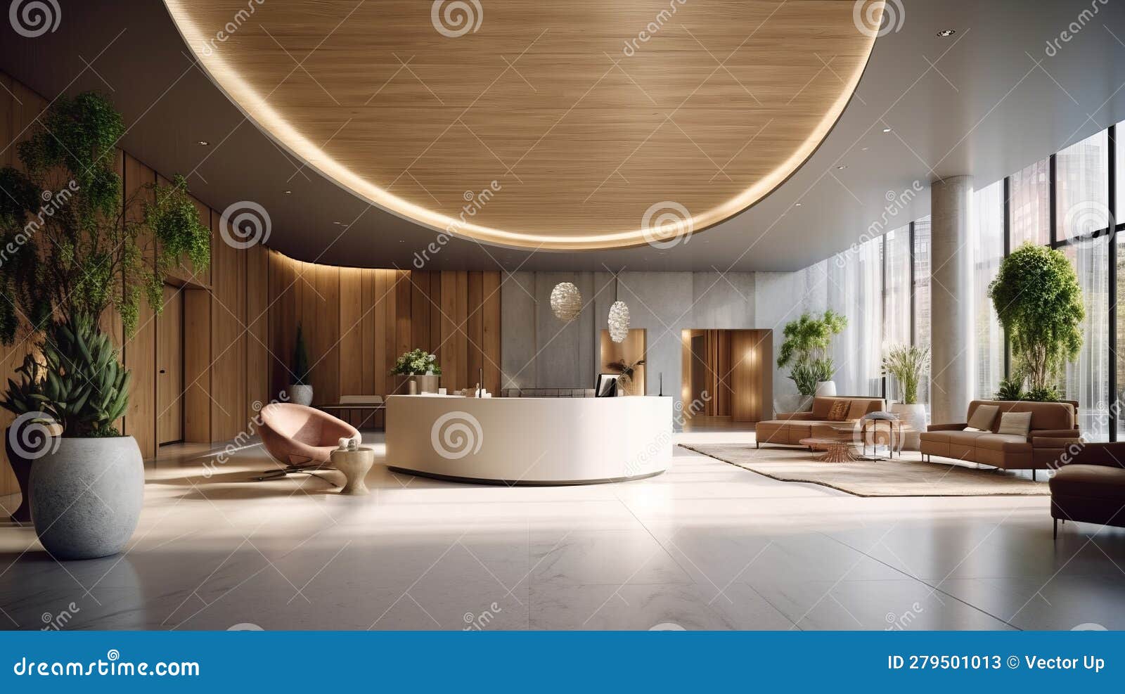 Modern Reception Area Lobby Area Interior Design. Generative AI Stock ...