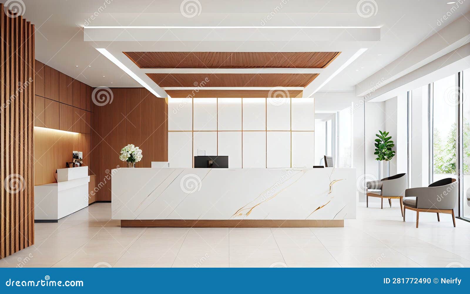 Modern reception area stock illustration. Illustration of trendy ...