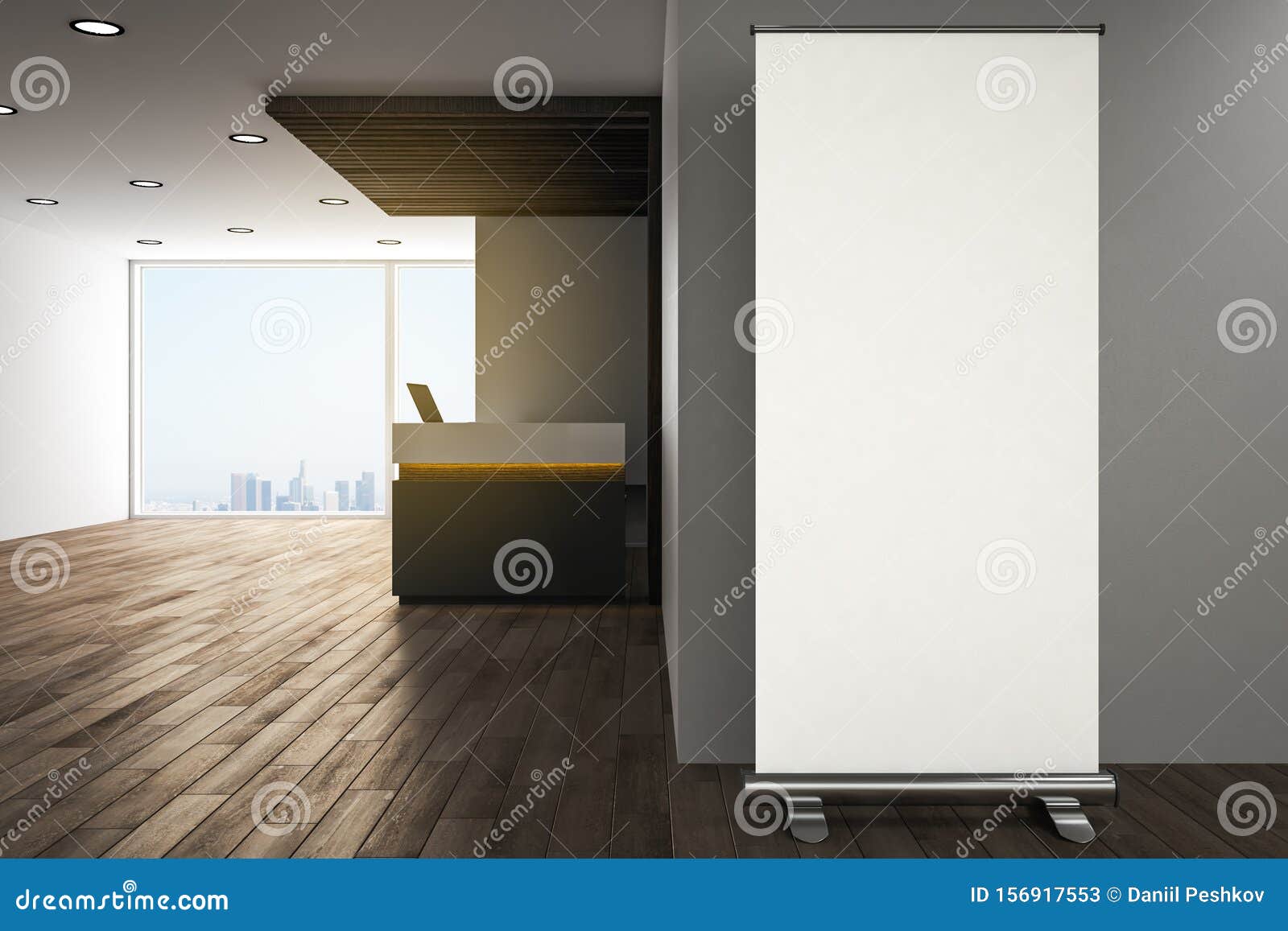 Modern Reception with Banner Stock Illustration - Illustration of ...