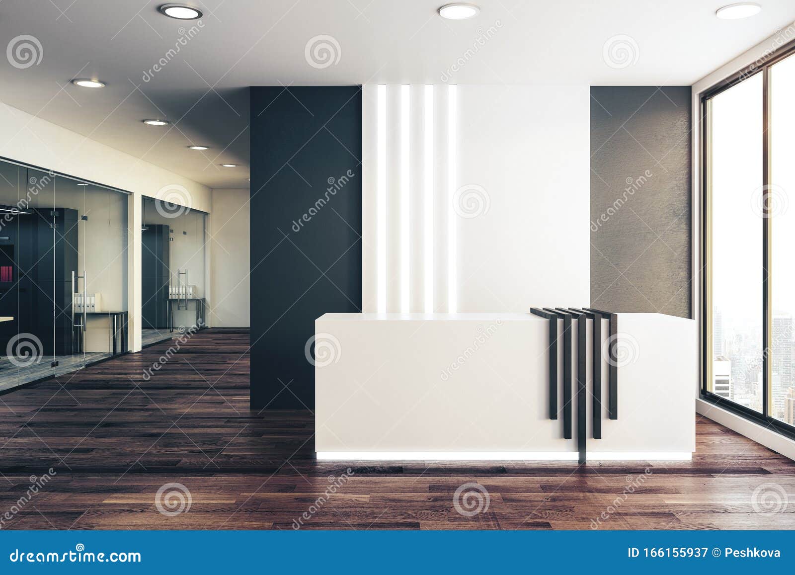 Modern reception desk stock illustration. Illustration of mock - 166155937