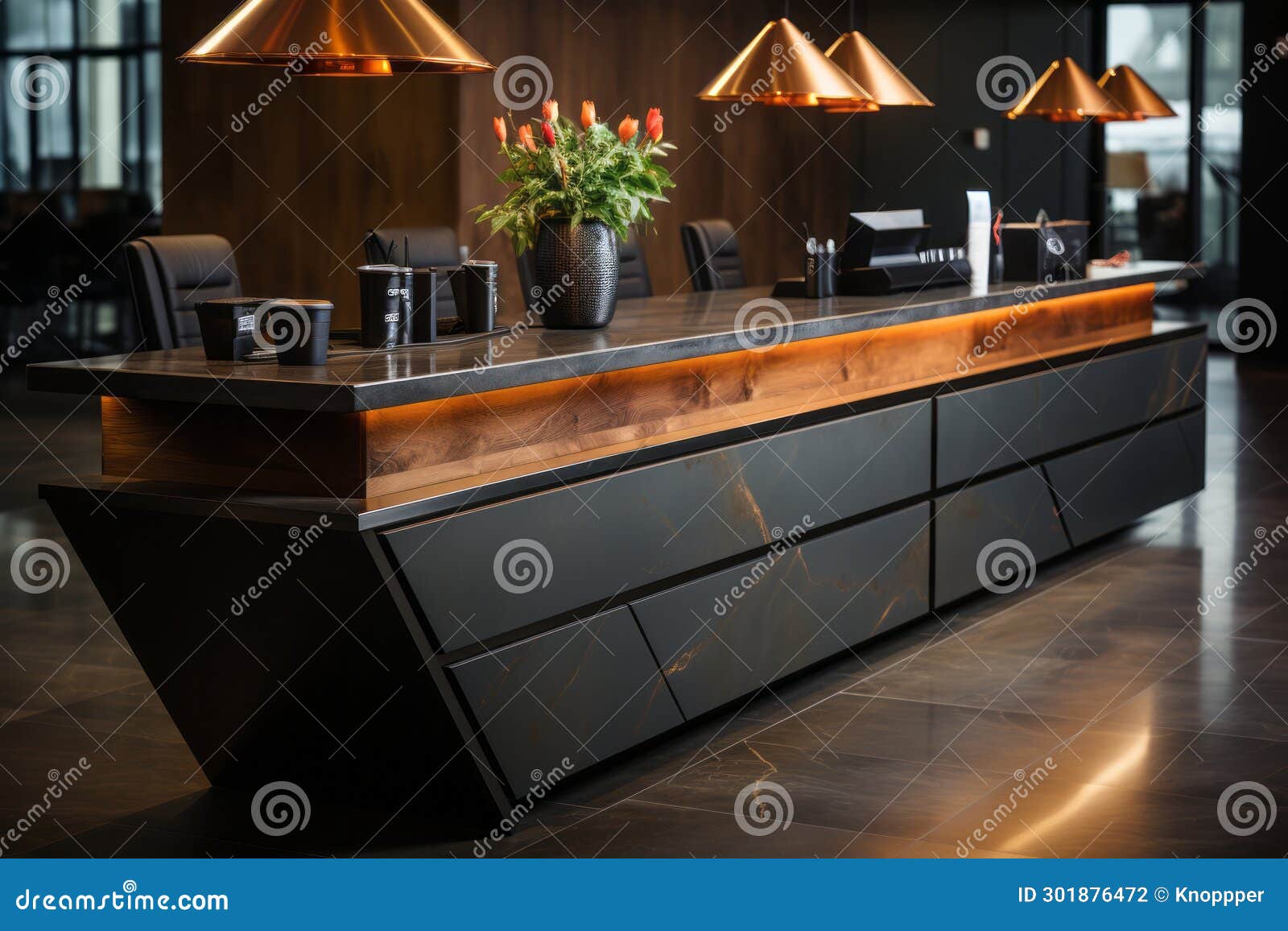 A Modern Reception Desk Design Concept Stock Illustration ...