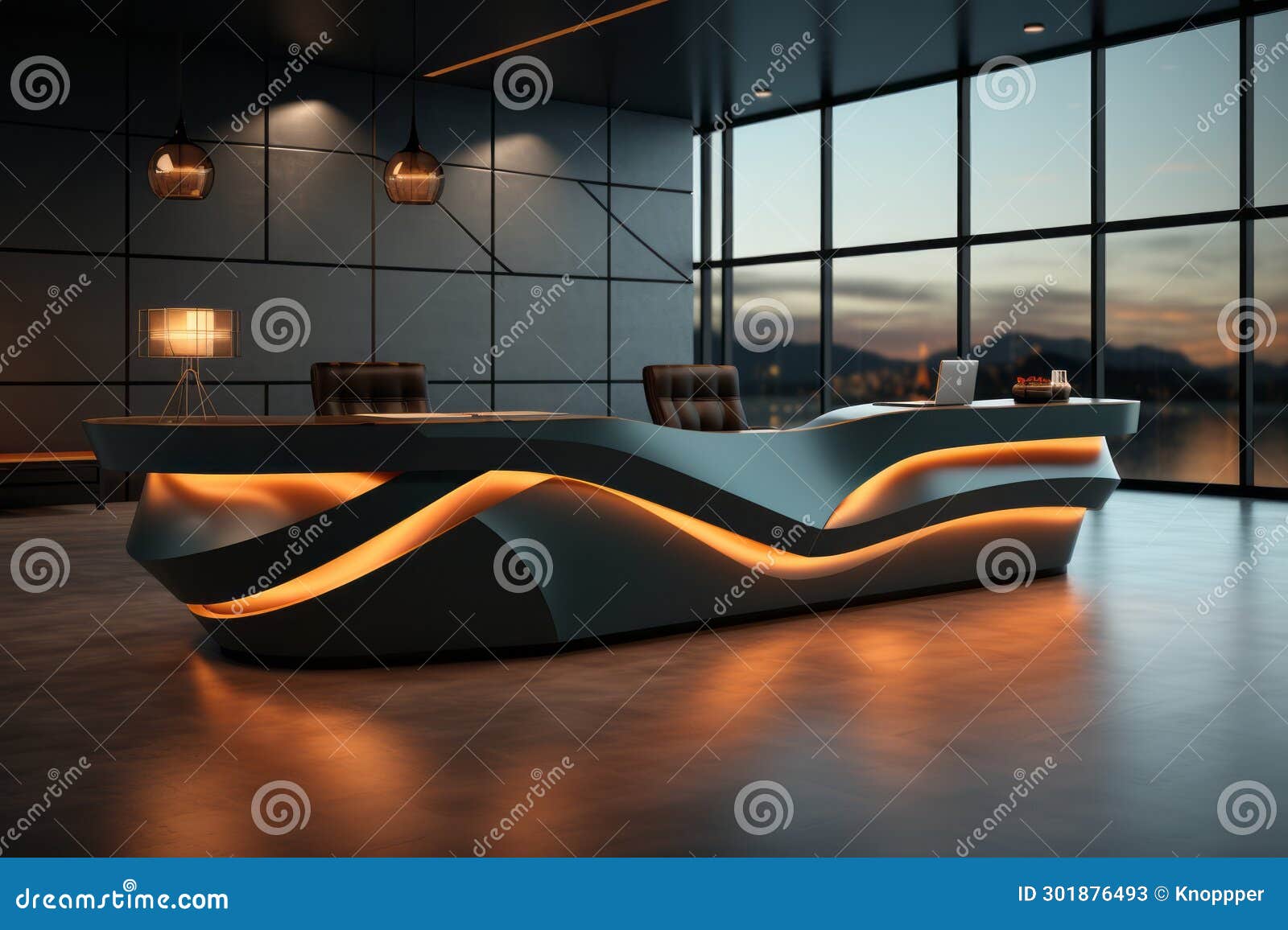 A Modern Reception Desk Design Concept Stock Illustration ...