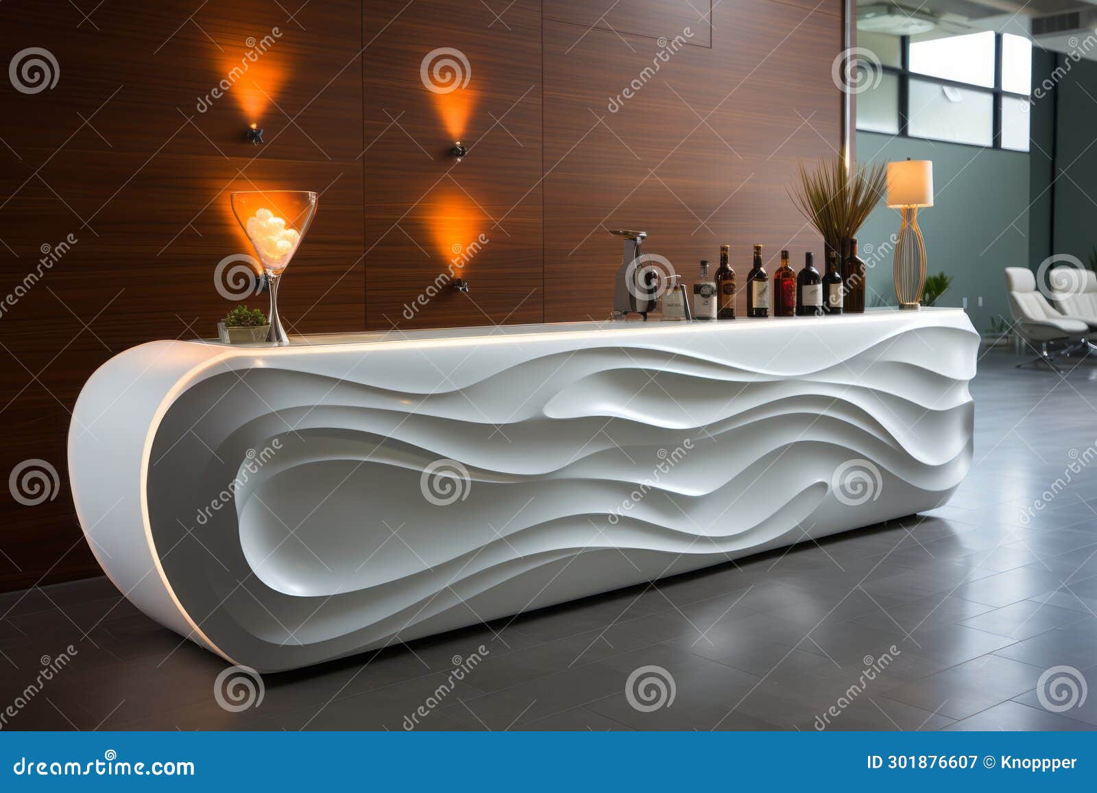 A Modern Reception Desk Design Concept Stock Illustration ...
