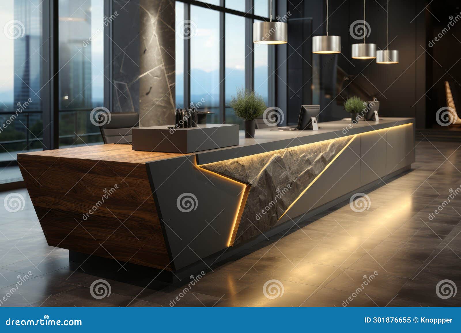 A Modern Reception Desk Design Concept Stock Illustration ...